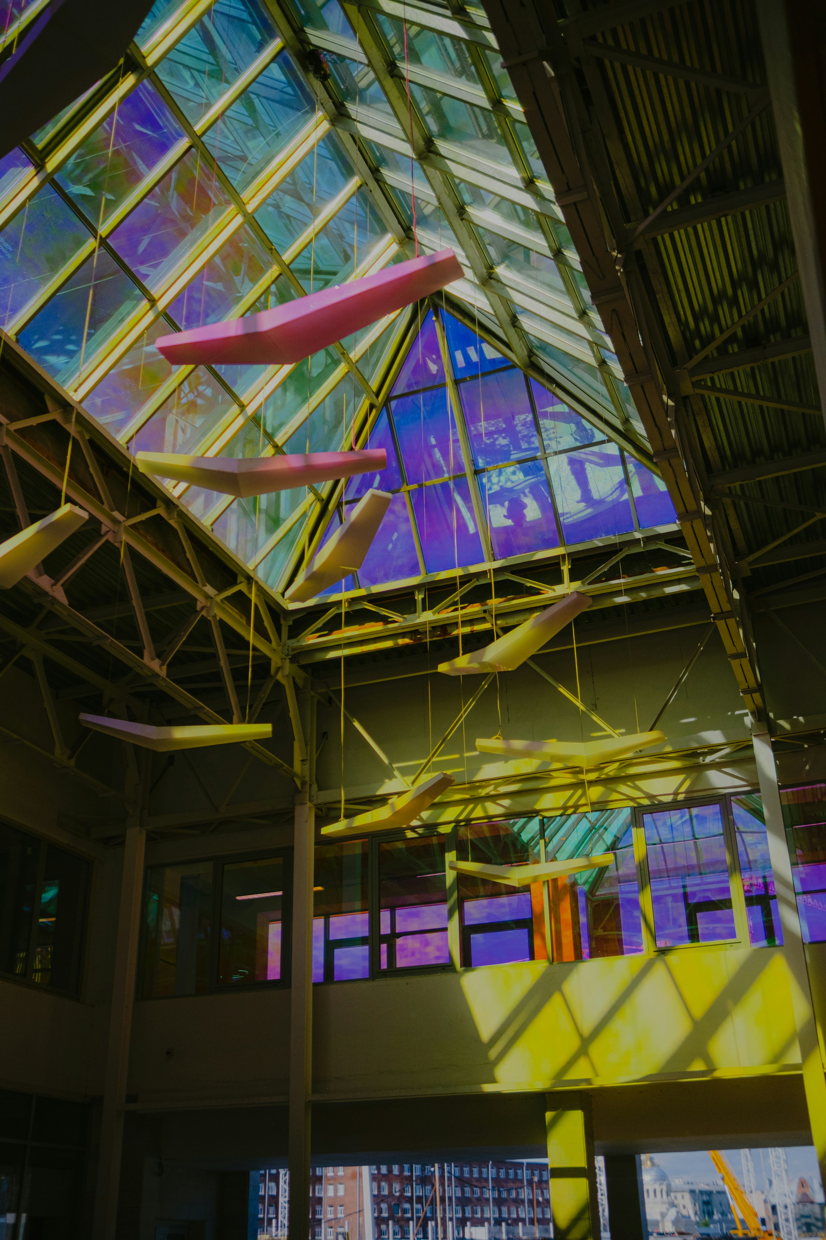 Colored Glass Cathedral: Light and Color in a Modern Atrium