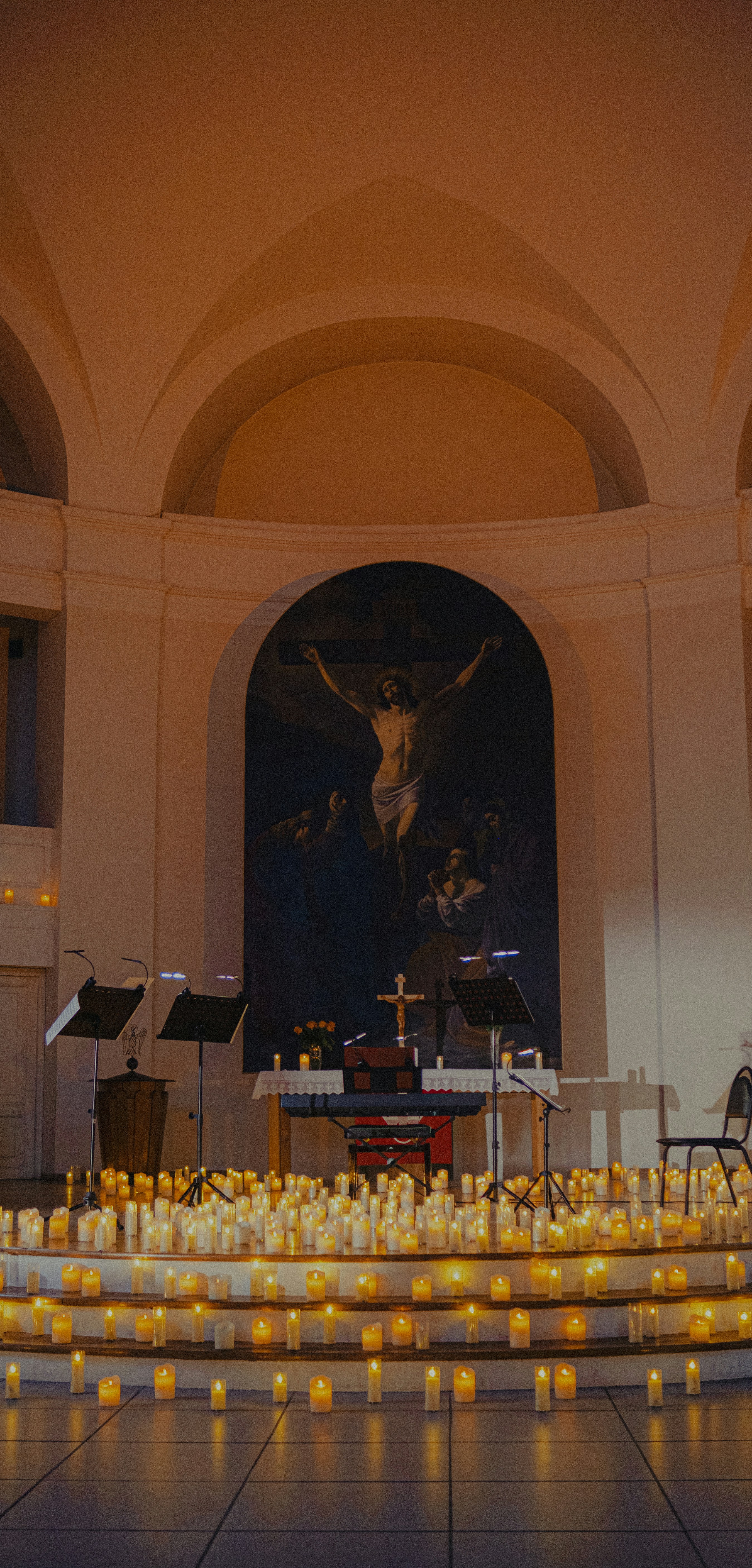 Silent Vigil: Candles Framing a Sacred Altar