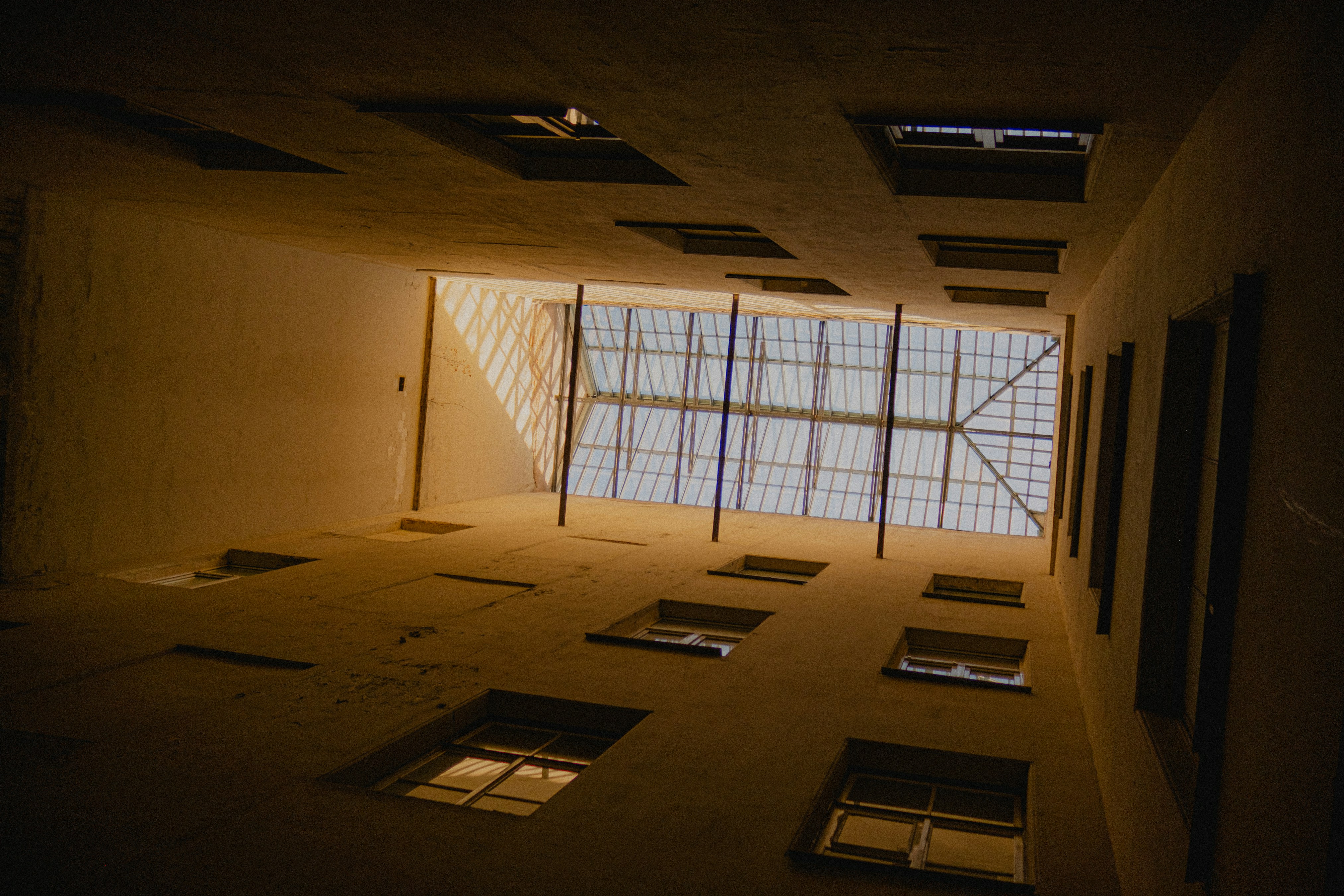 Skyward Atrium: Light-Filtered Deserted Courtyard