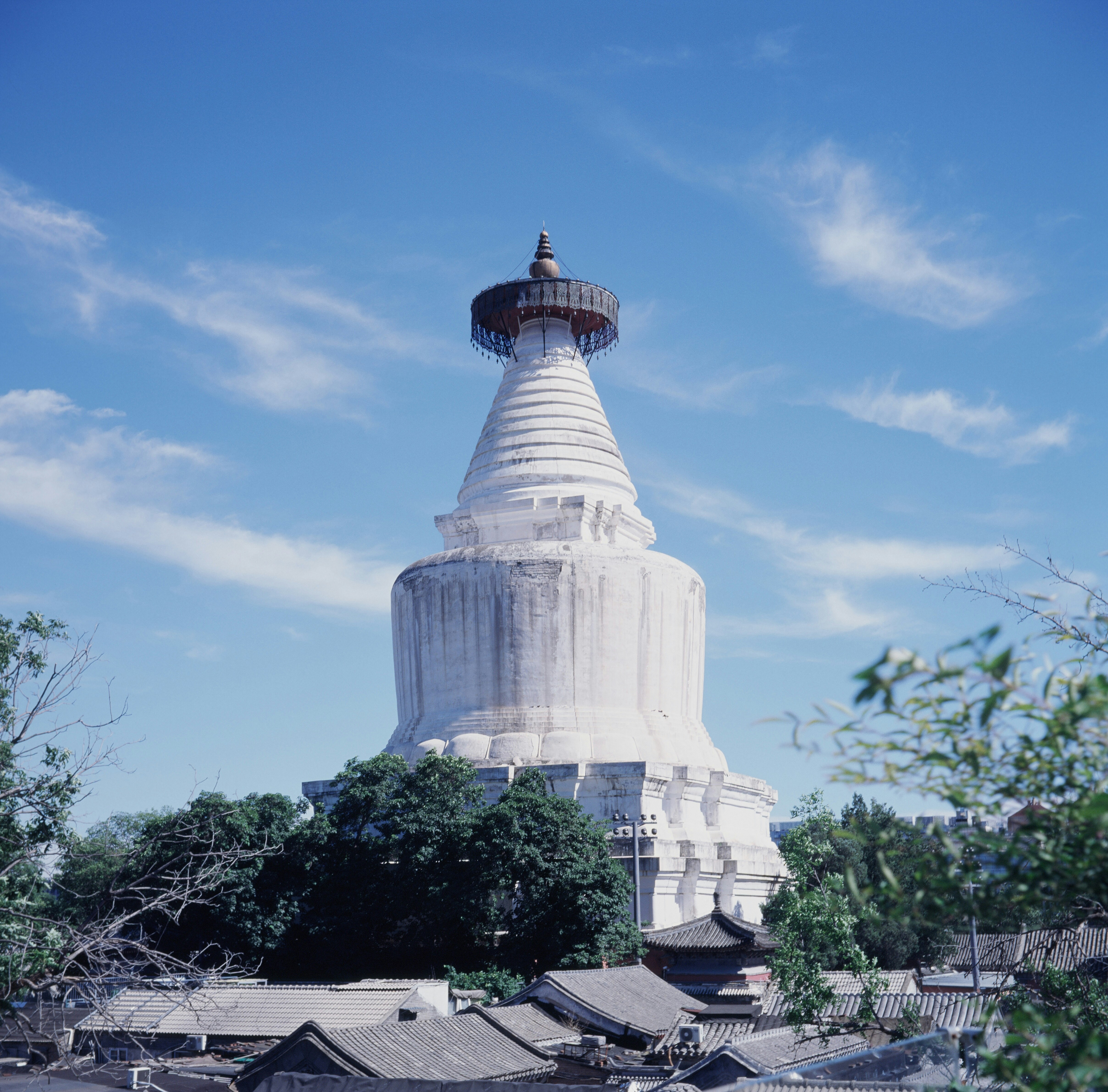 The White Temple Piercing a Blue Sky