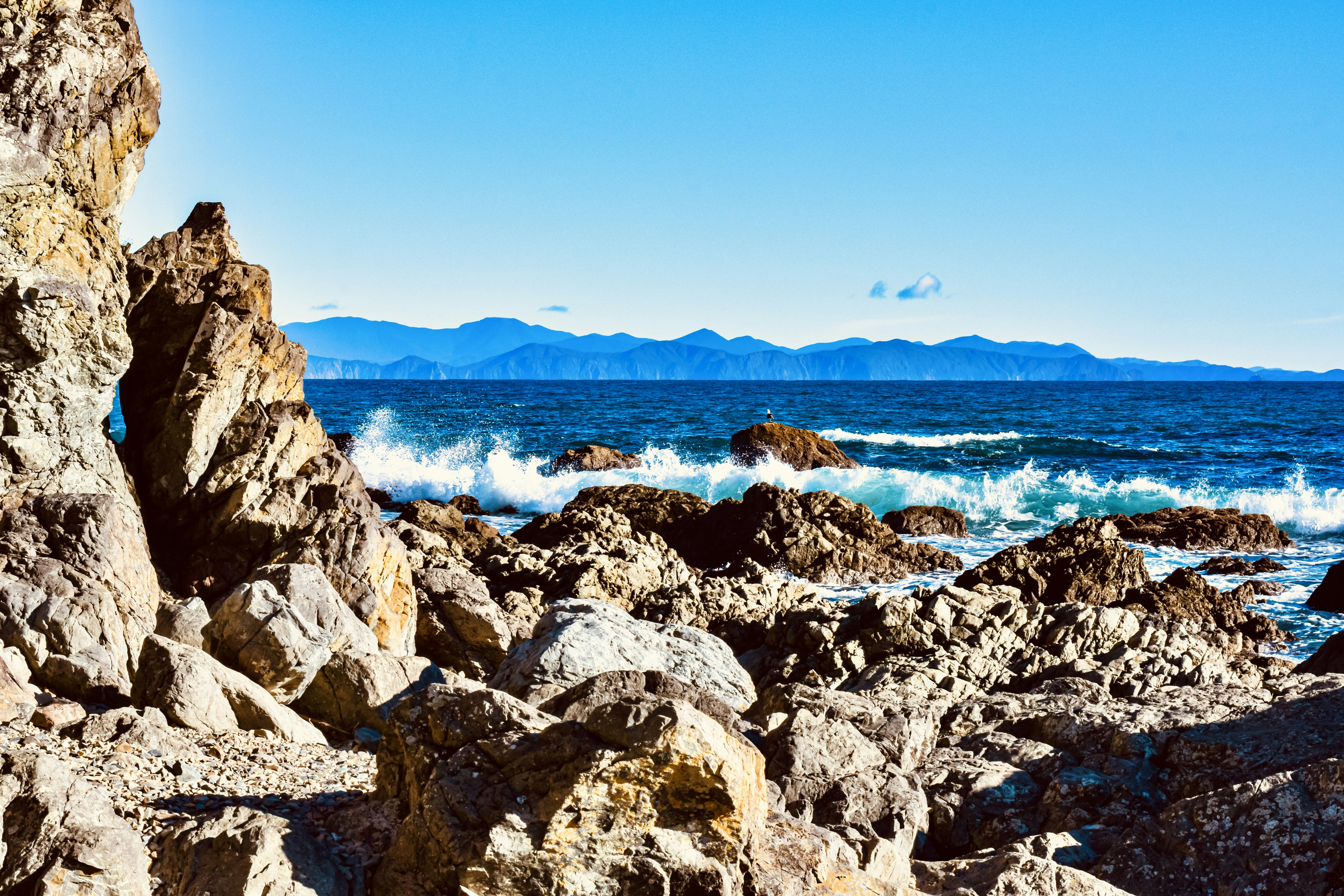 Sunlit Cliffs by the Azure Line