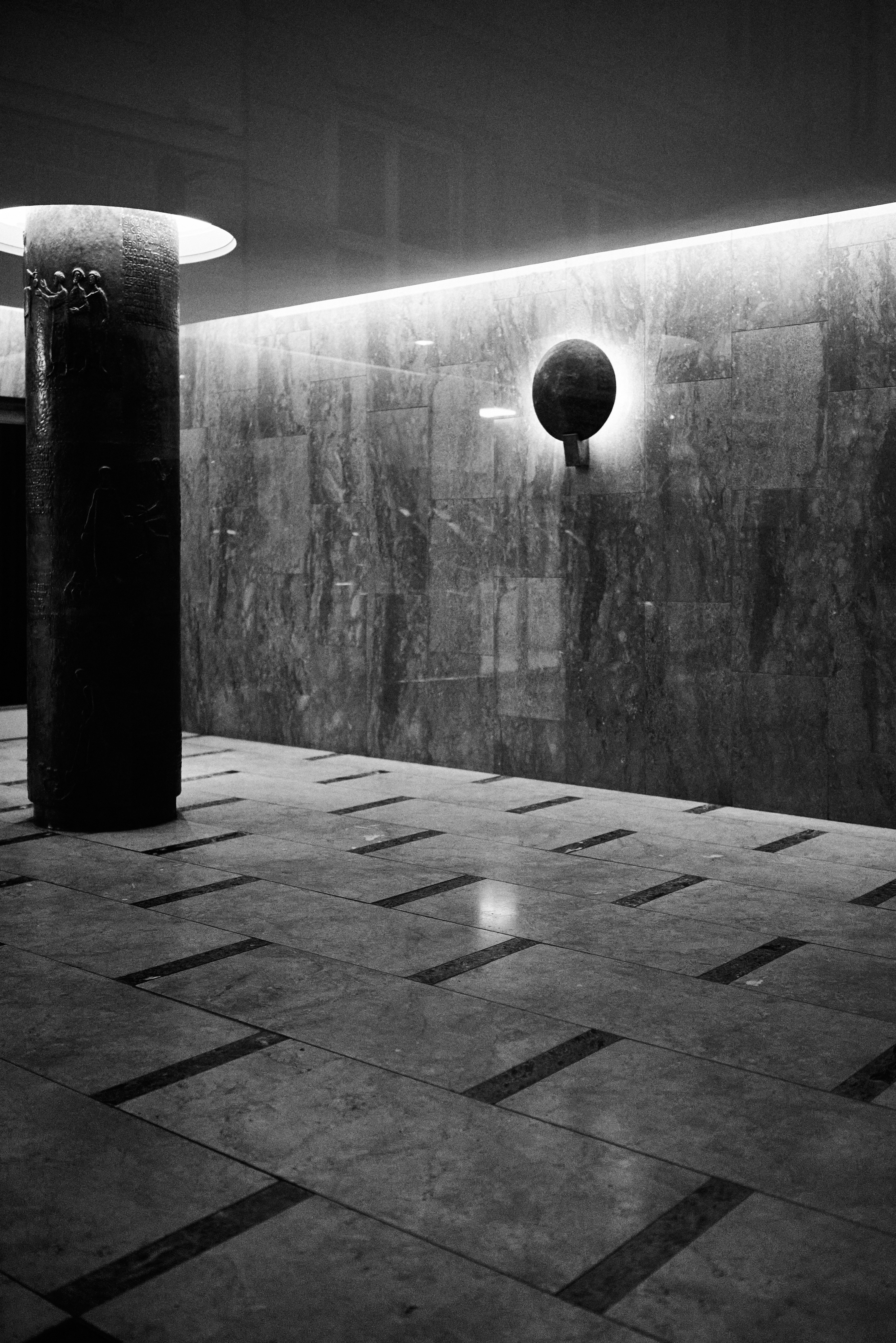 Monochrome Corridor: Geometric Silence under Slanted Neon