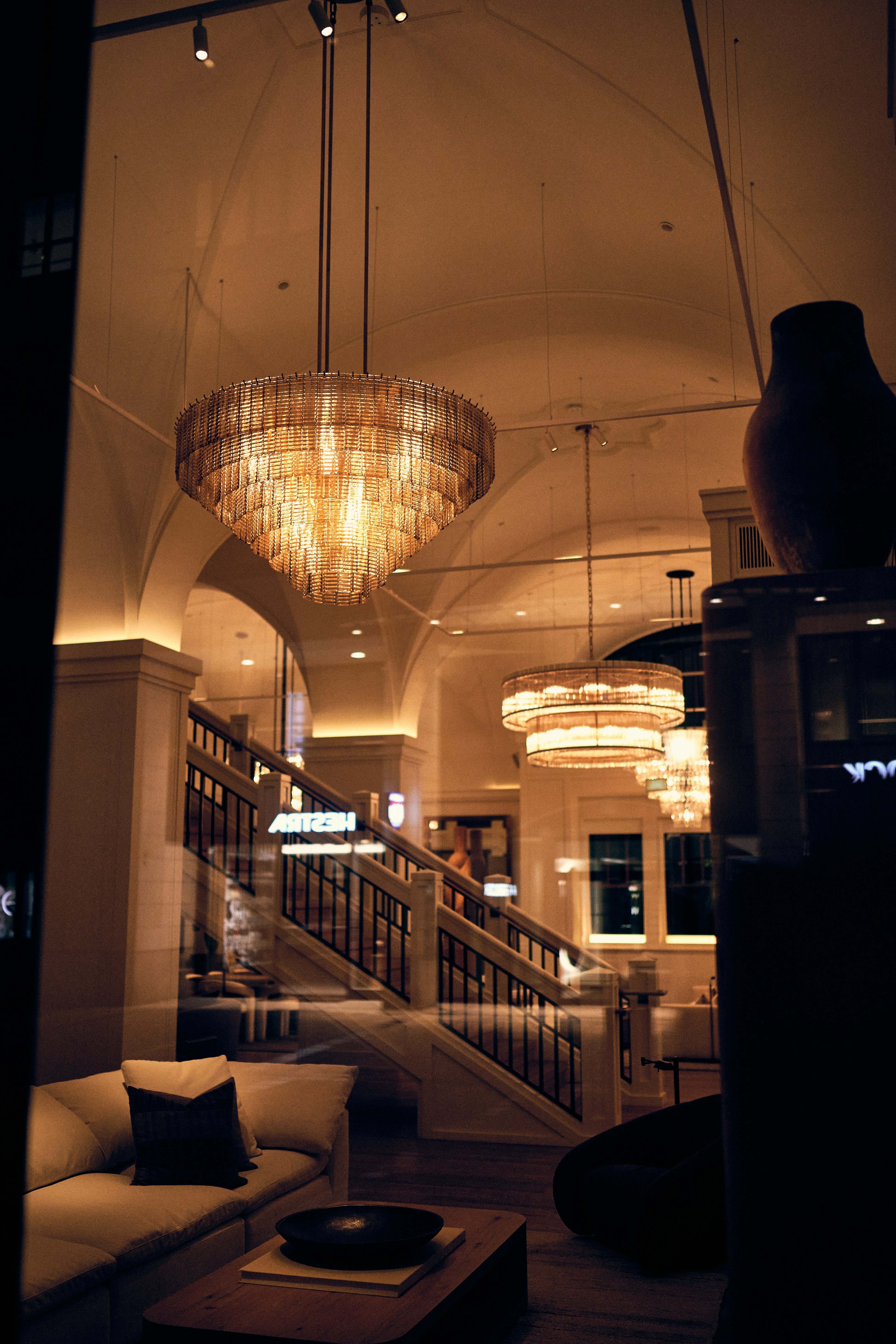 Amber Glow Above a Courtyard Lounge