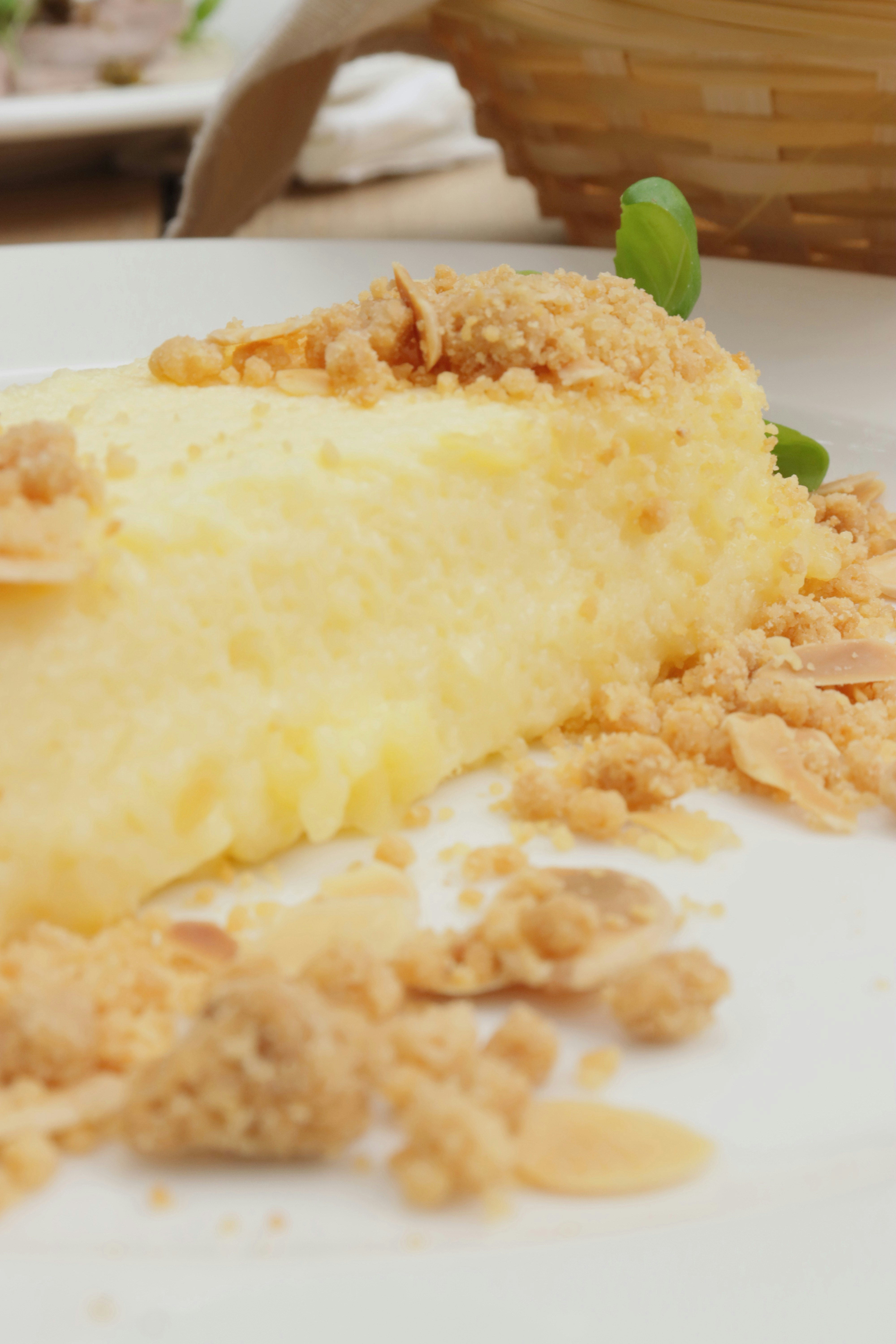 Crumbled Crème Brûlée Slice with Nutty Crunch on a Plate