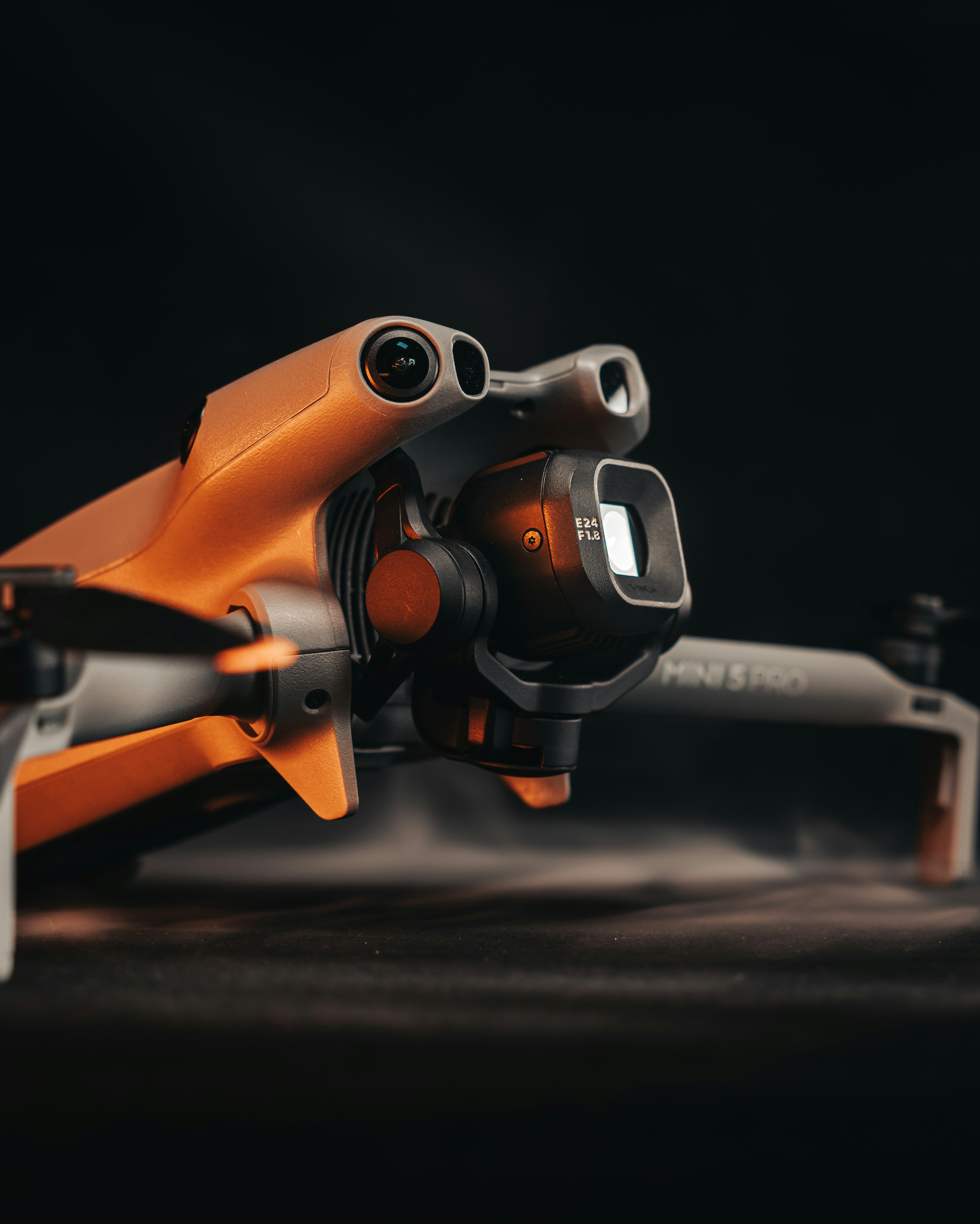 Orange Drone Gimbal Close-Up: Precision in Motion