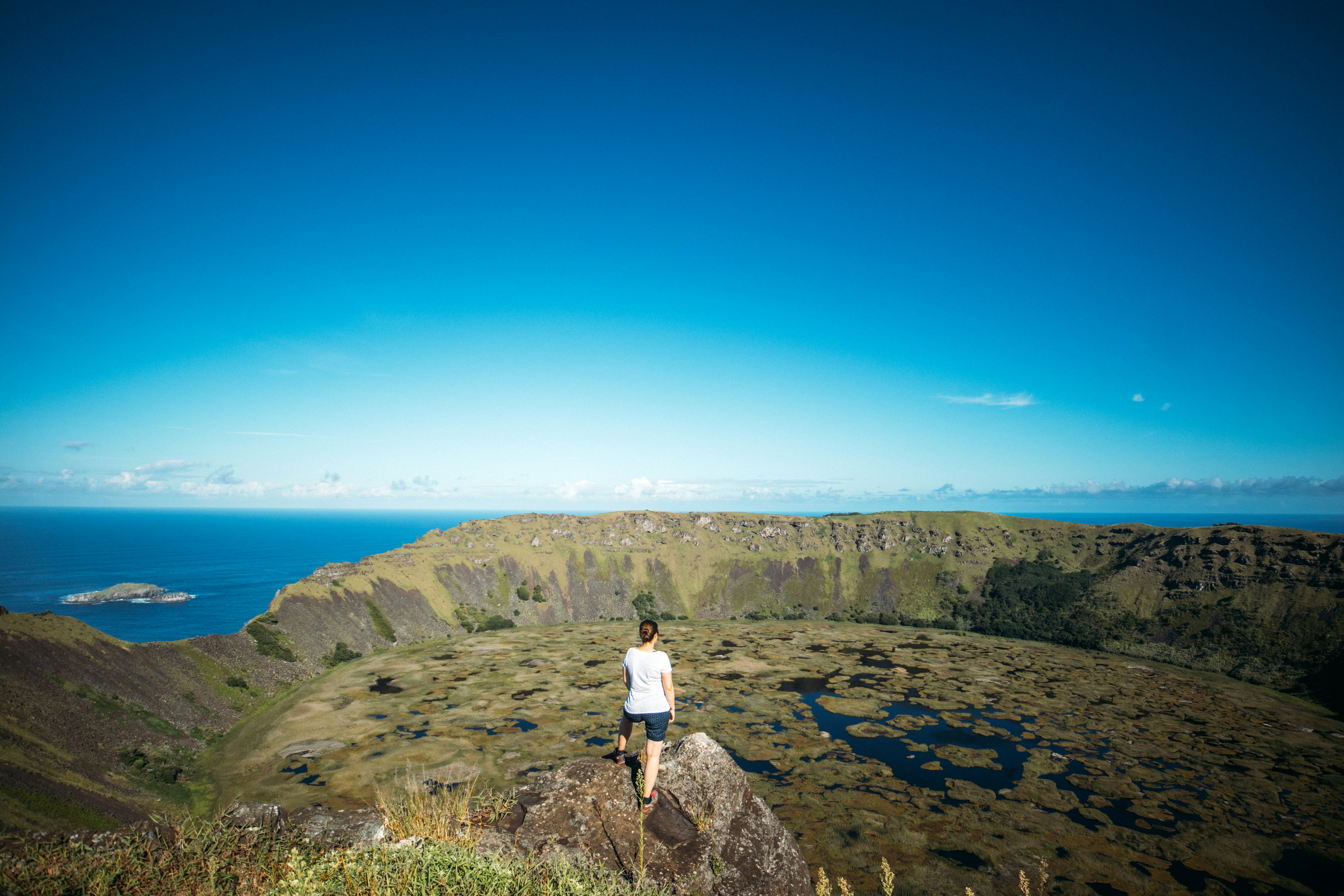 Edge of the World: Solo Wanderer atop a volcanic caldera