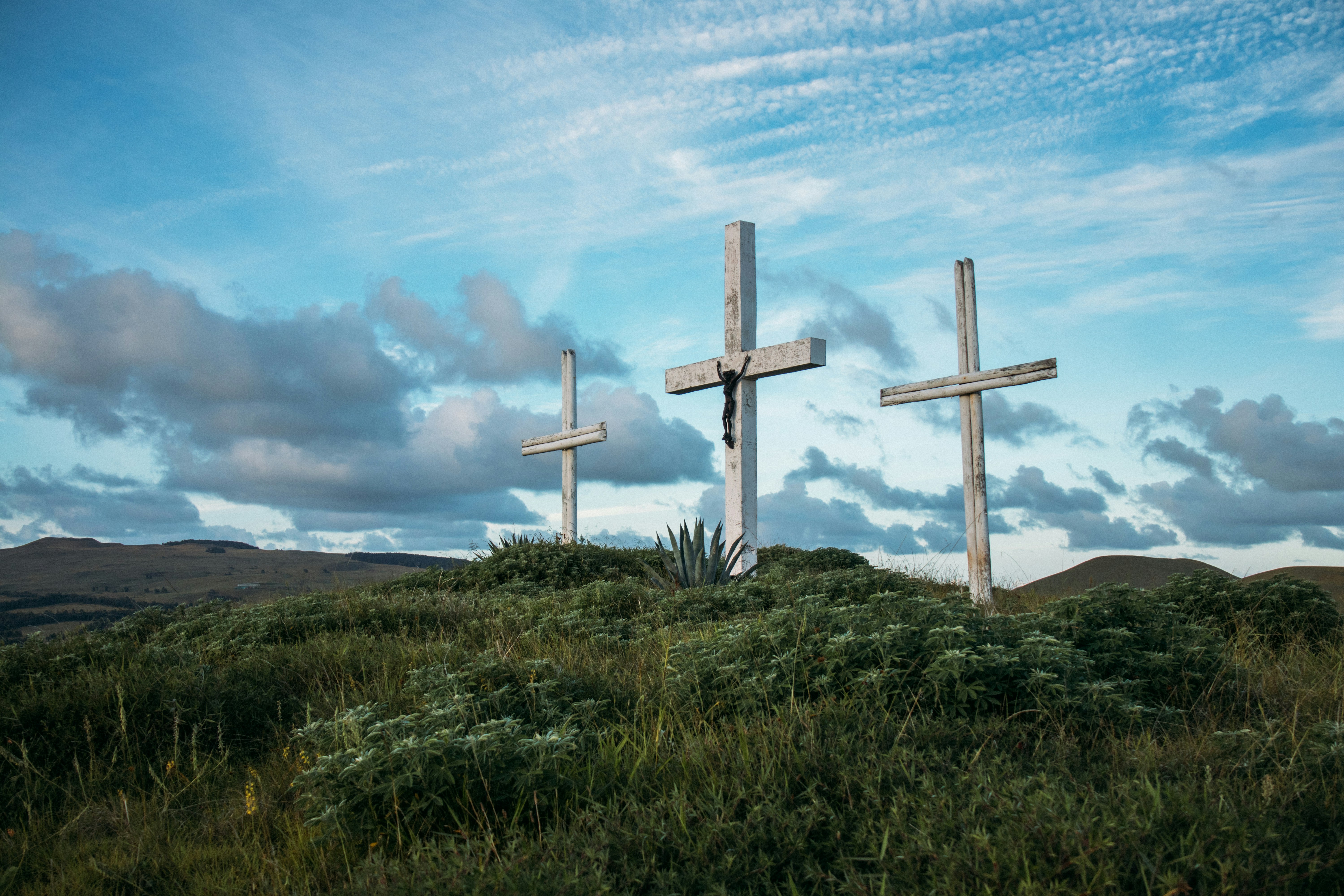 Three Silent Crosses on a Wind-Swept Moor