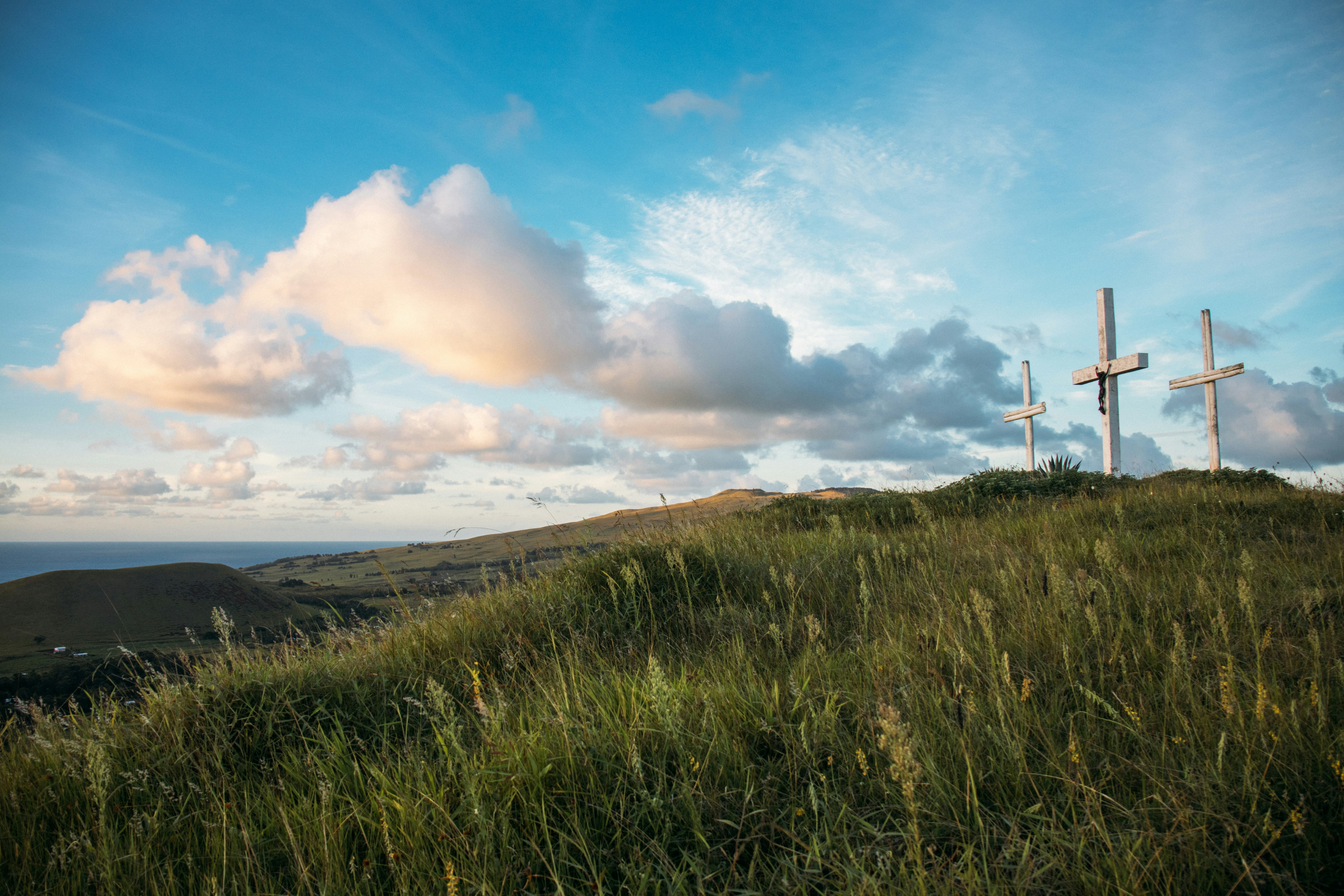 Three Crosses on the Wind-swept Hill