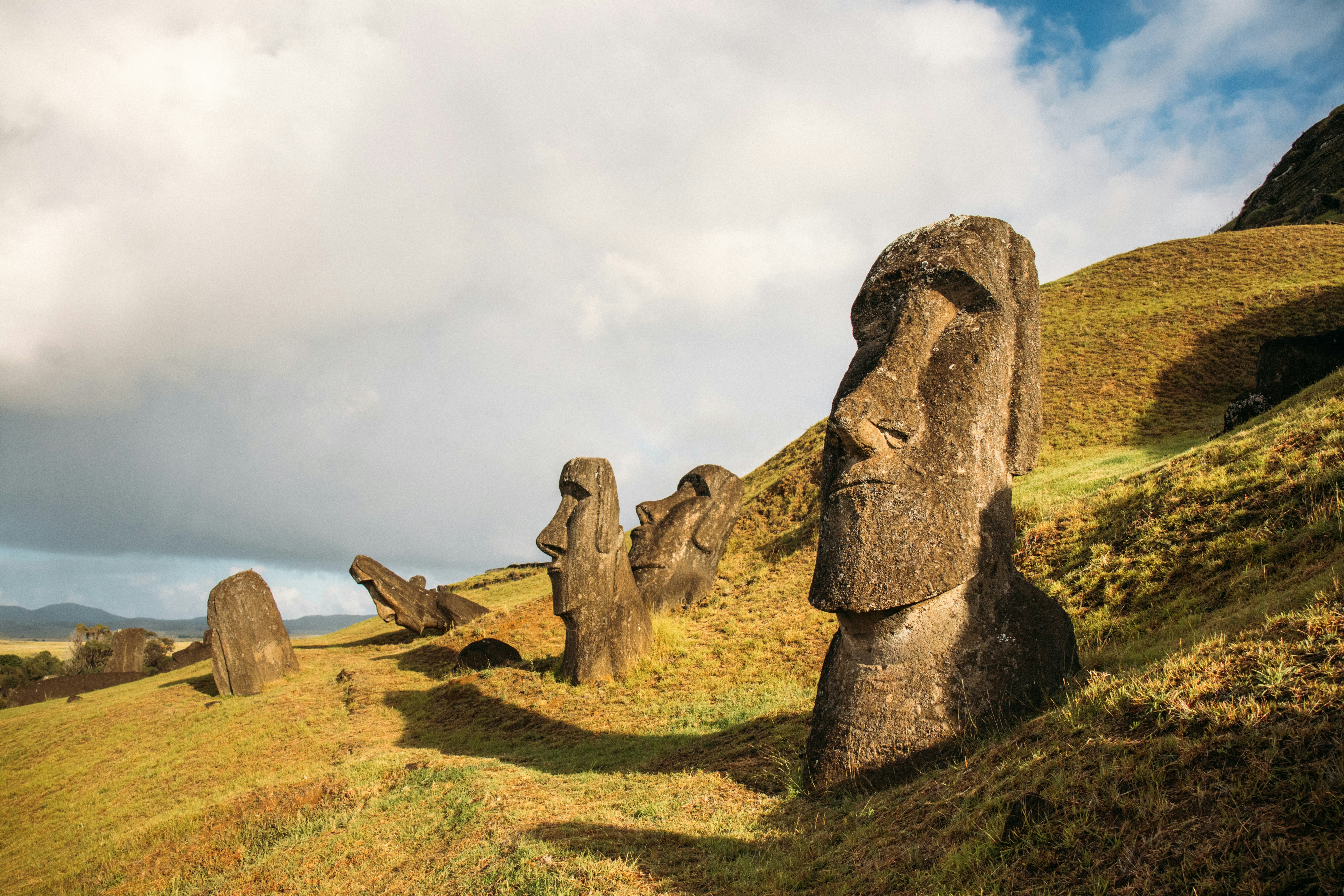 Stormlight on the Ahu: Moai Line Beneath Wide Skies