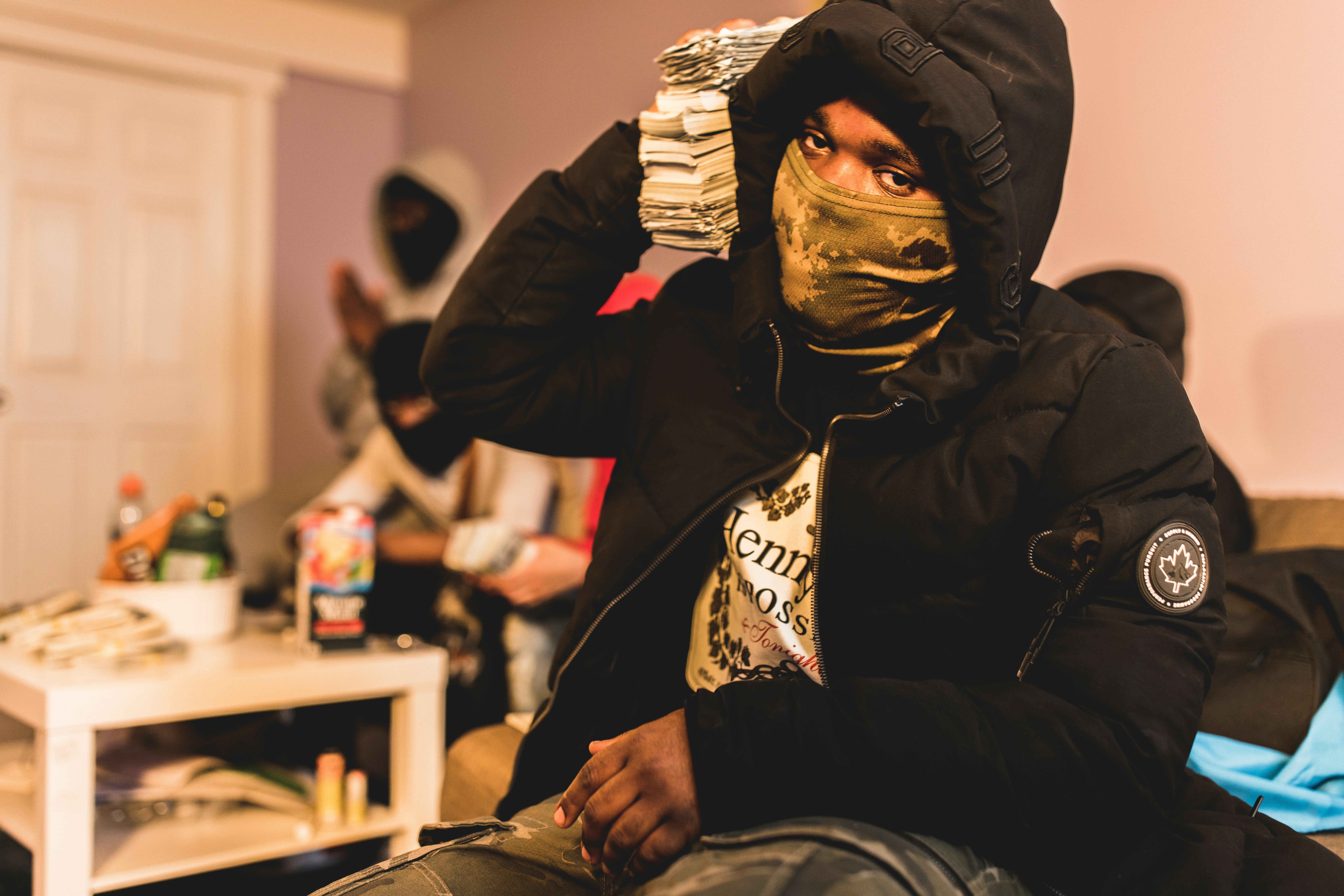 Masked Attitude in a Casual Indoor Moment