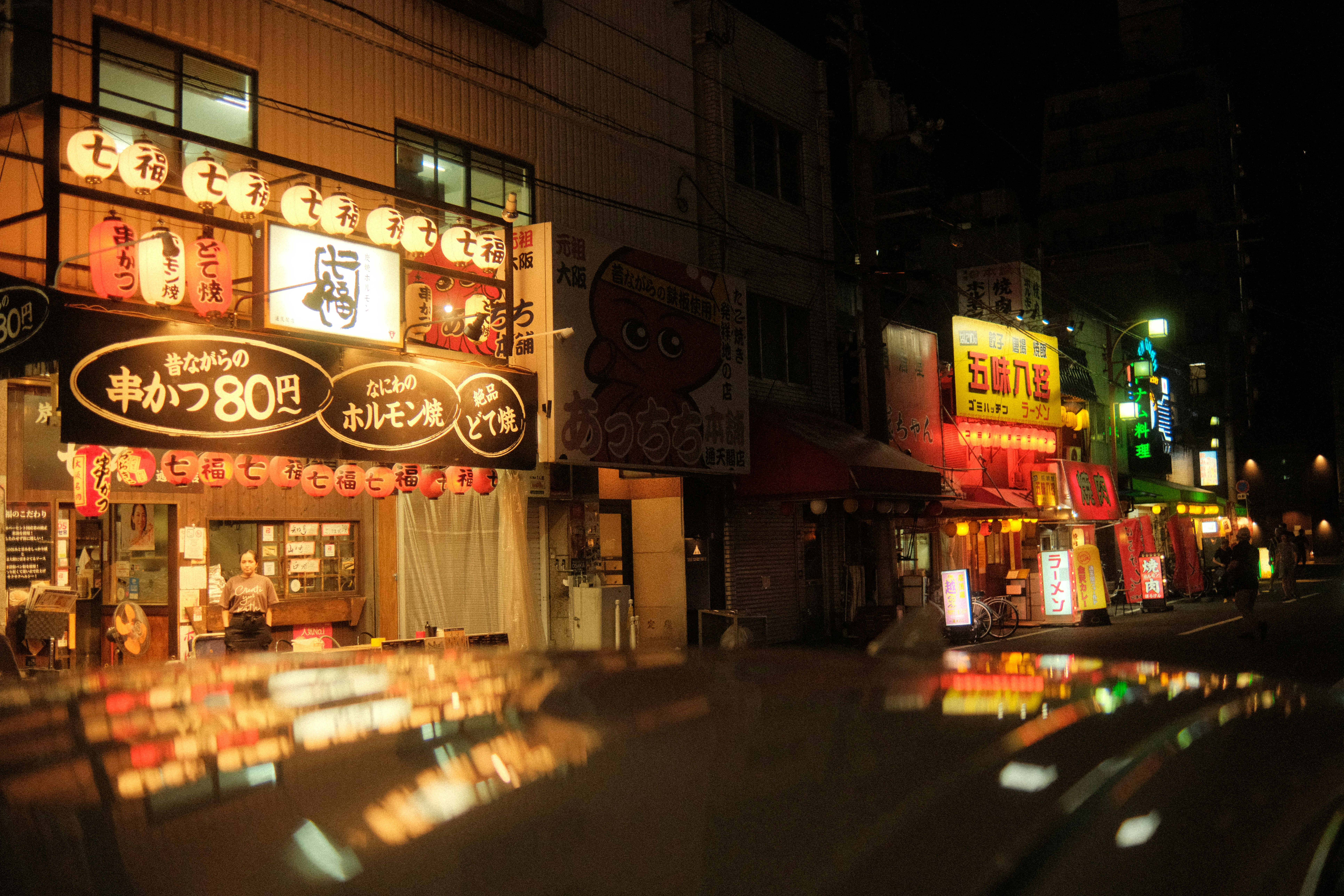 Neon Alleyway Reflections at Night