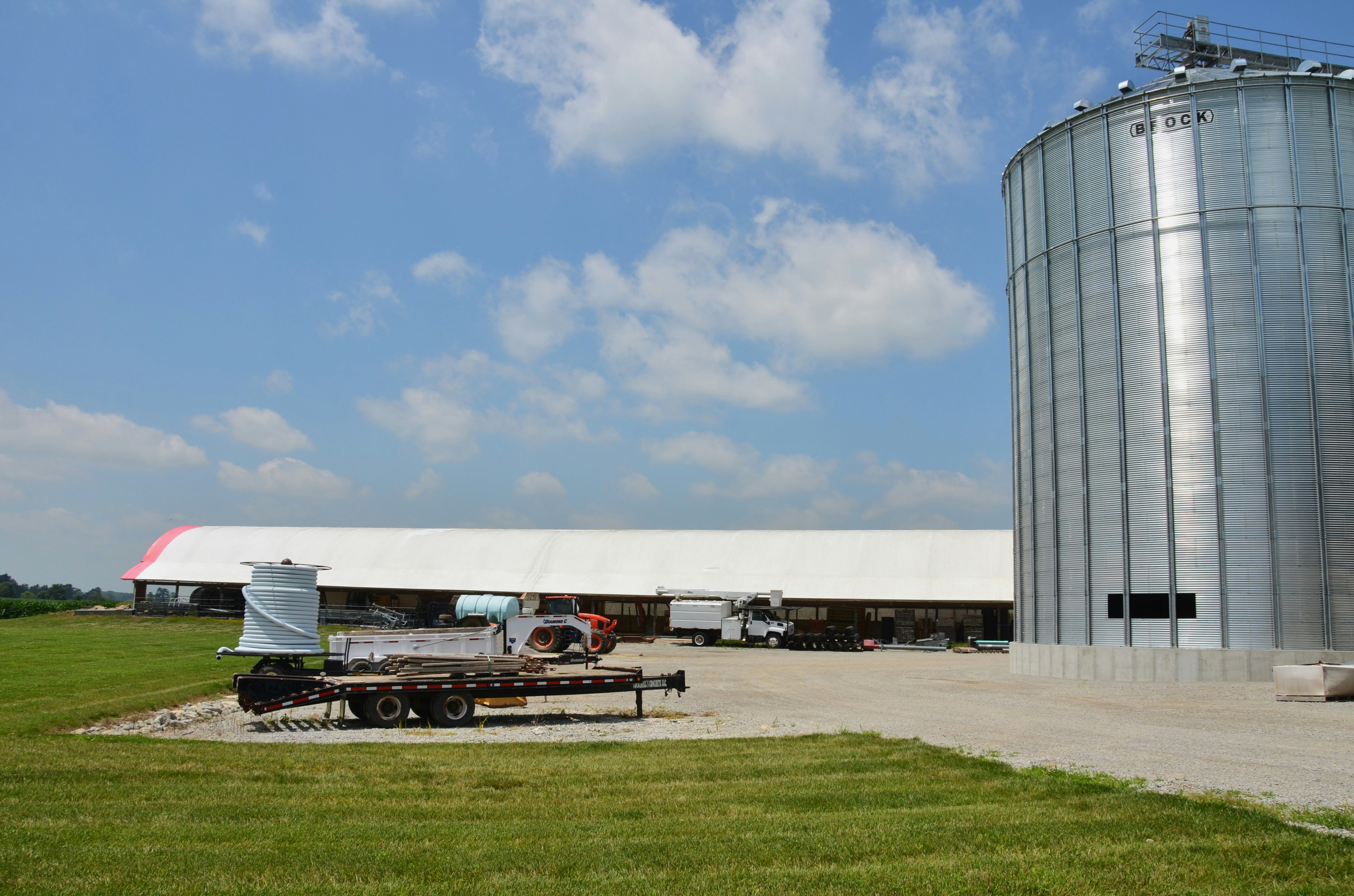 Cattle Sheds and Silos on a Rural Farm Yard