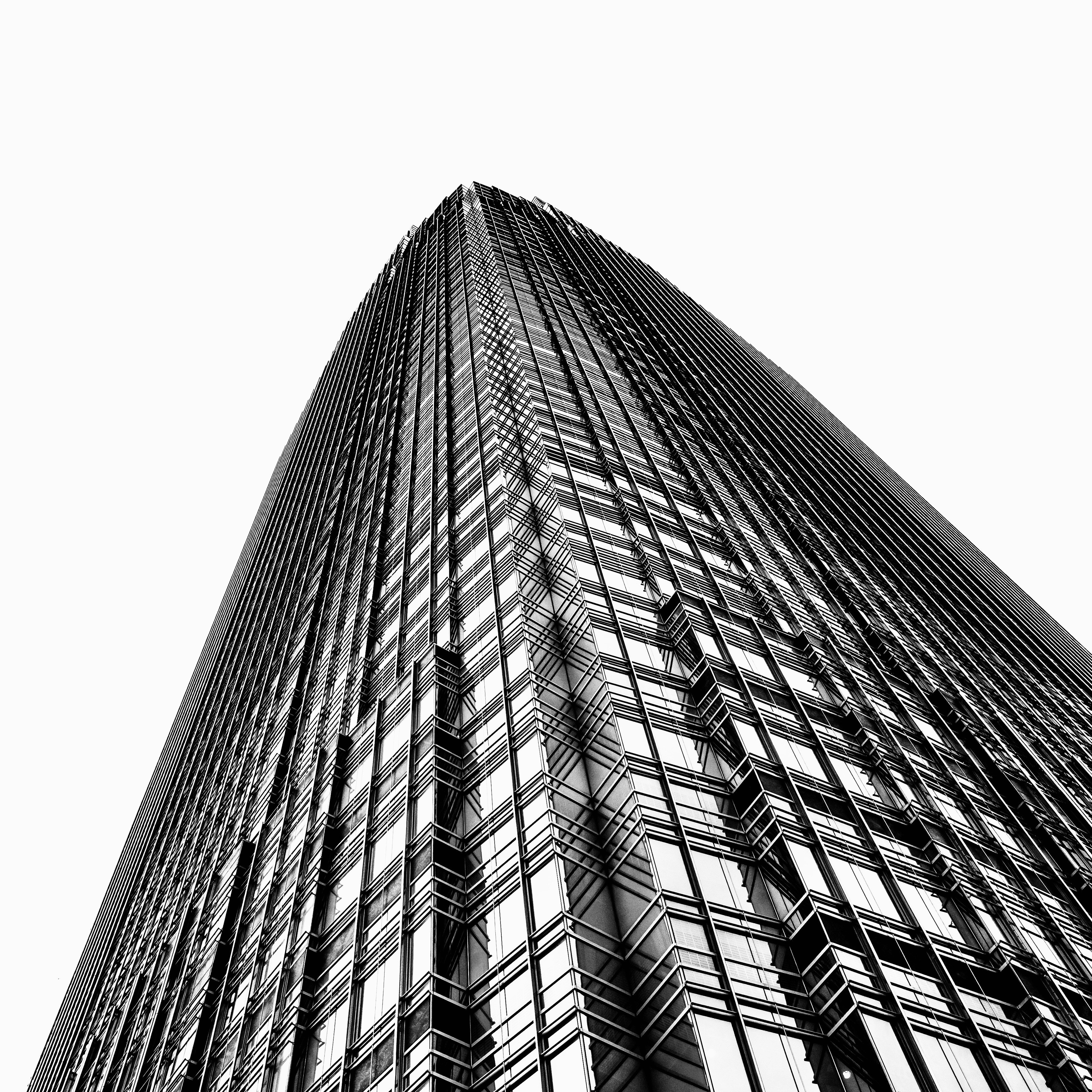 Towering Geometry: A Monochrome Climb into the Sky