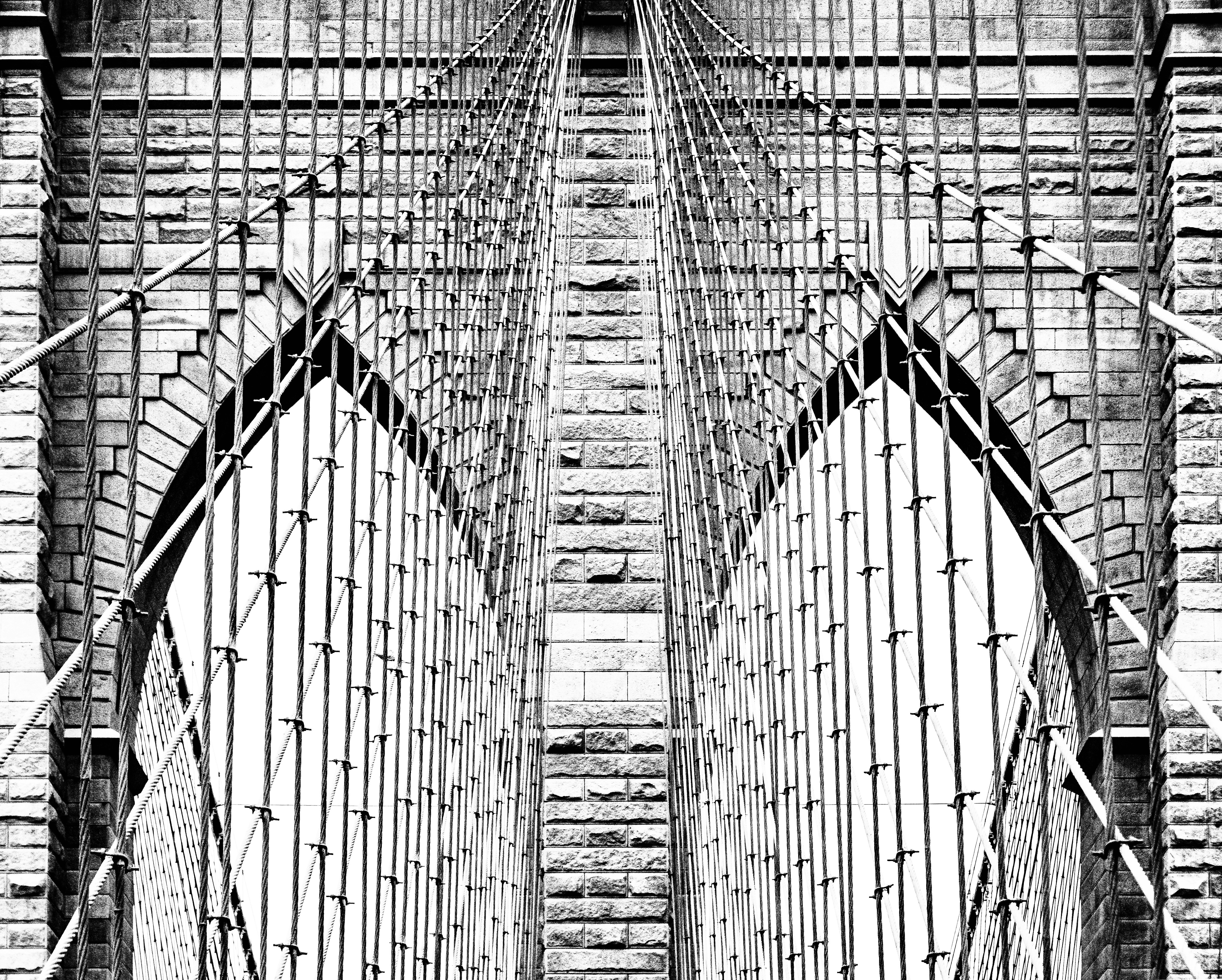 Symmetrical Spires: A Black-and-White Walk Across the Brooklyn Span