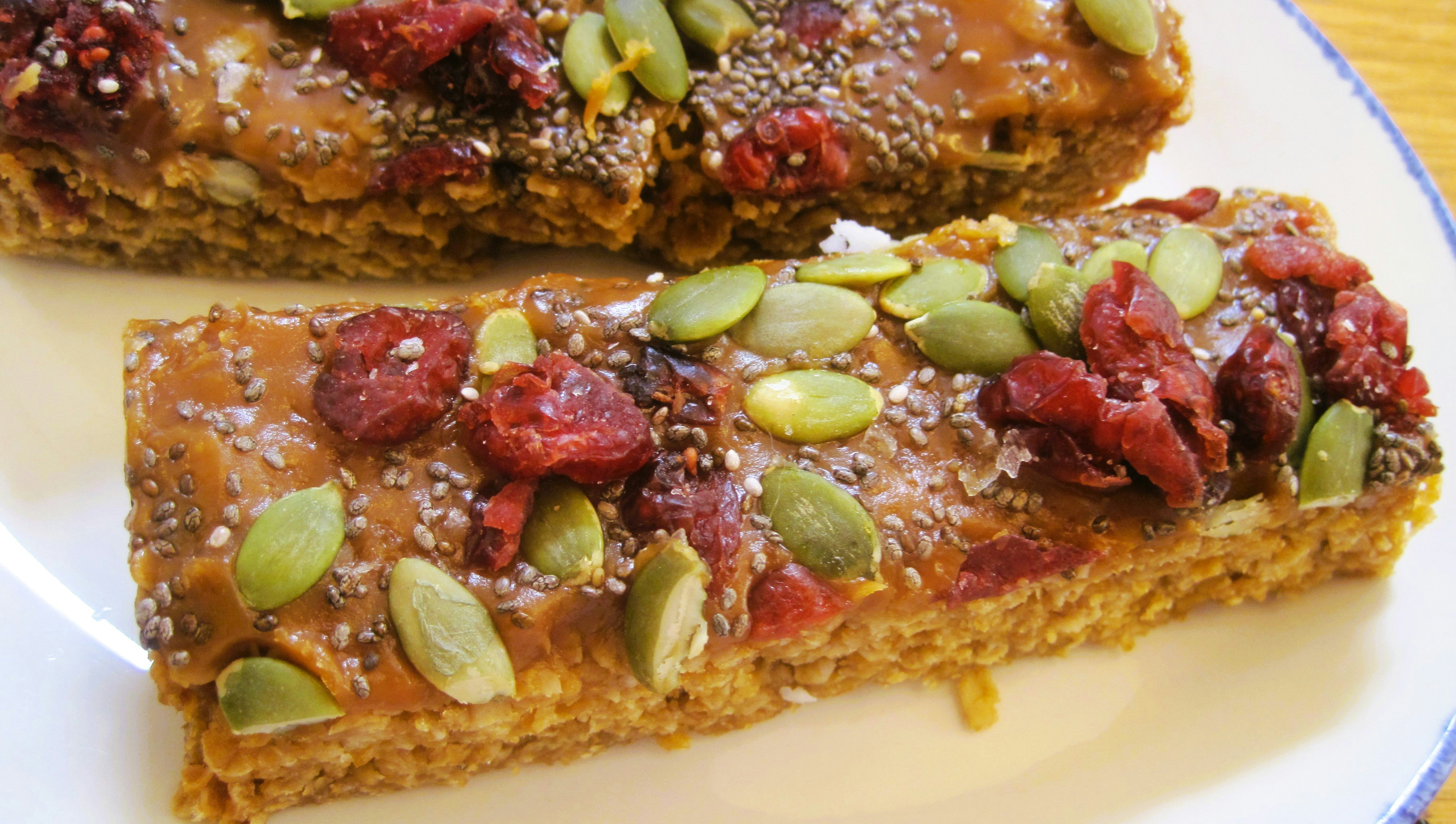 Golden Honey-Seed Bars Twisted with Cranberries and Pistachios