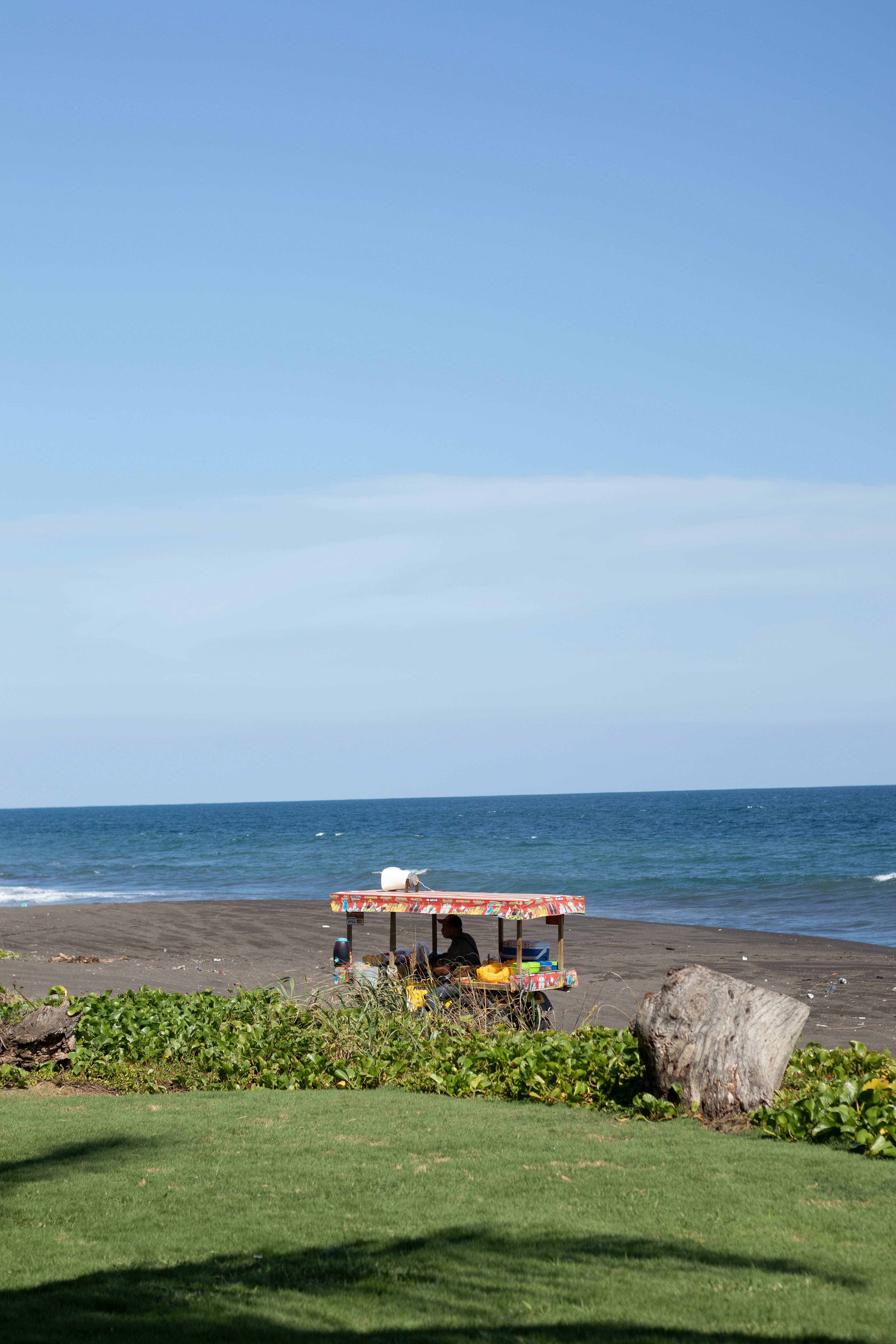 Sunlit Snack Stand by the Sea