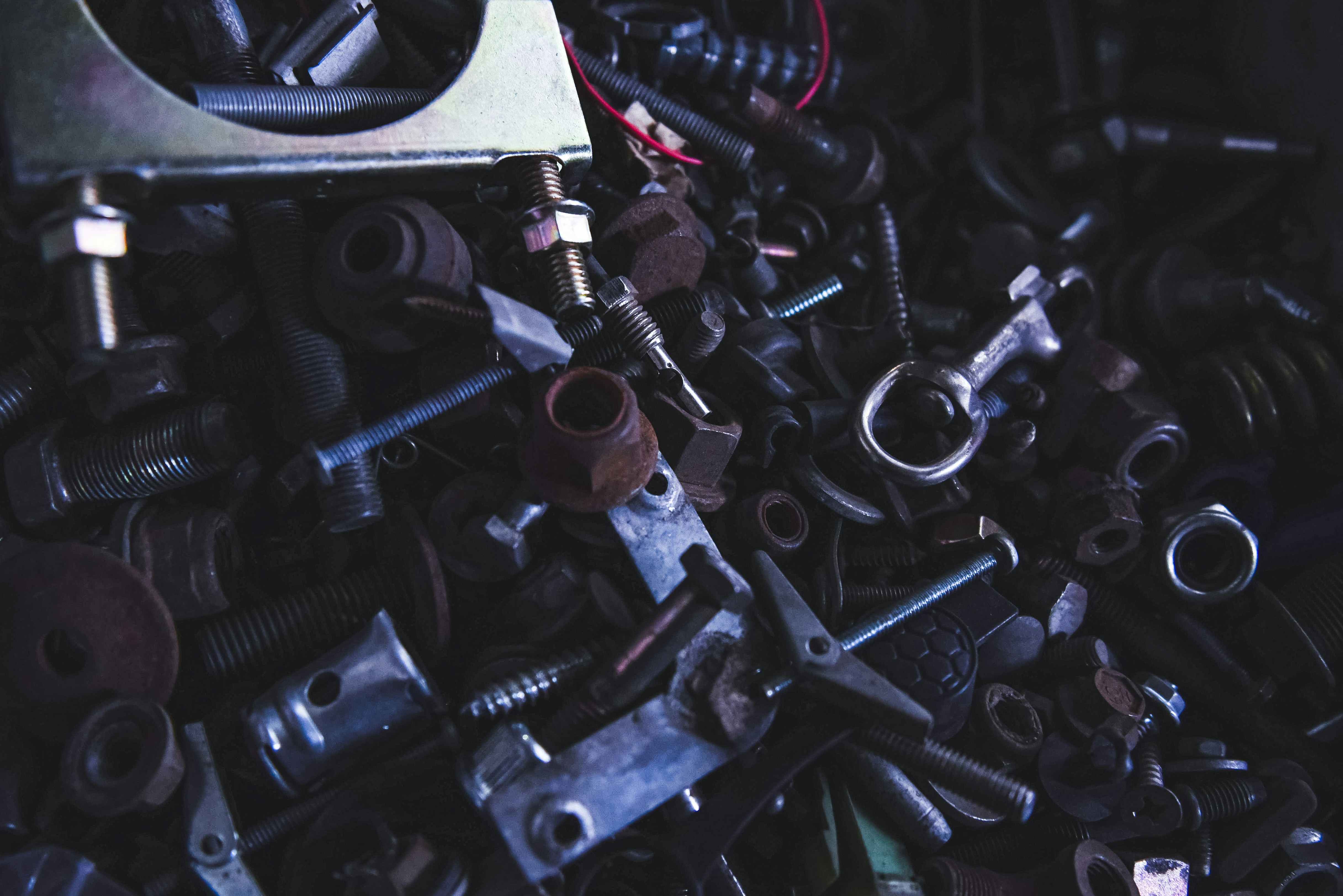 Industrial Jumble: A Tangle of Fasteners and Metal