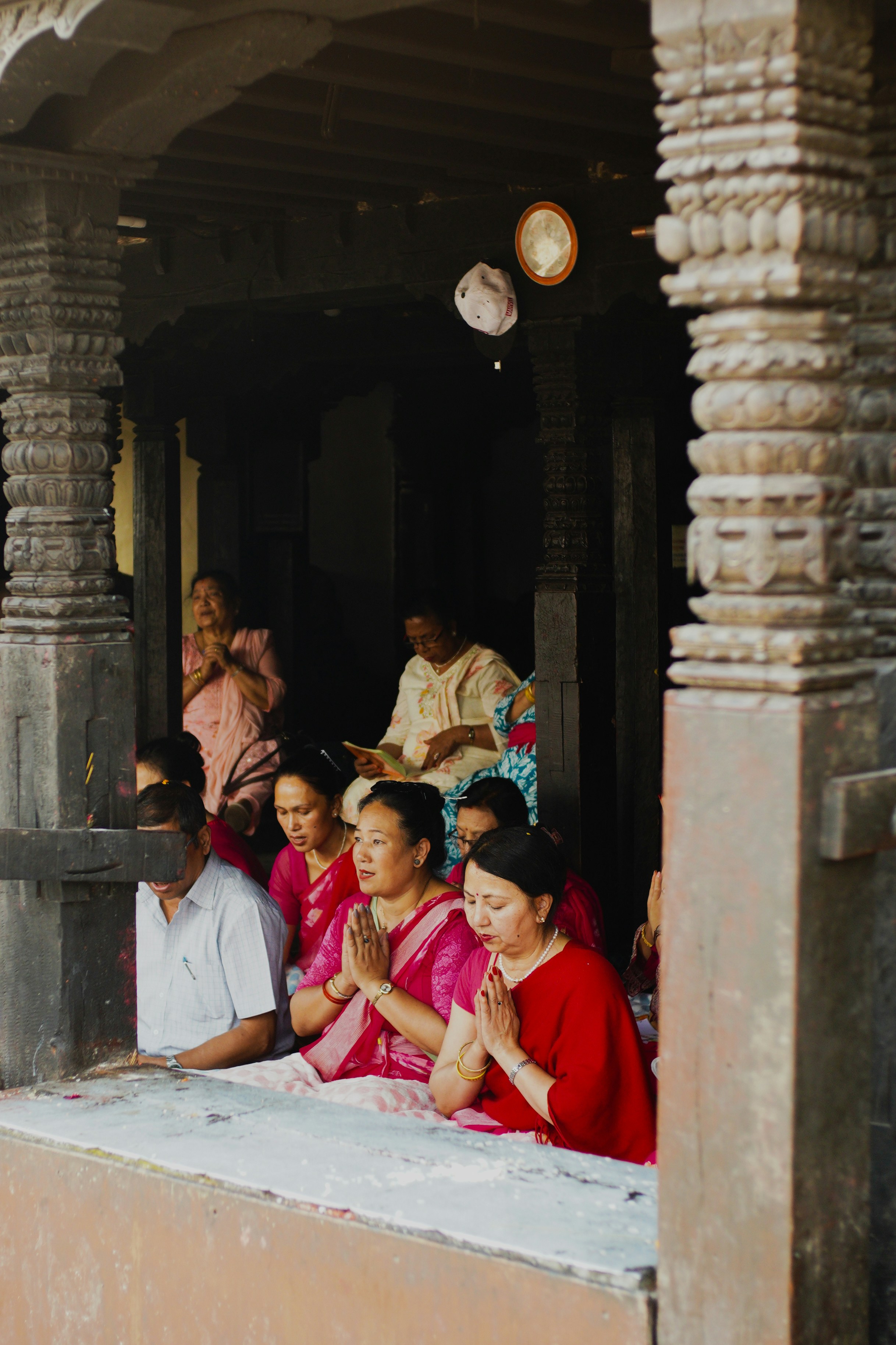 Prayers at the Wooden Shrine: A Wave of Color and Calm