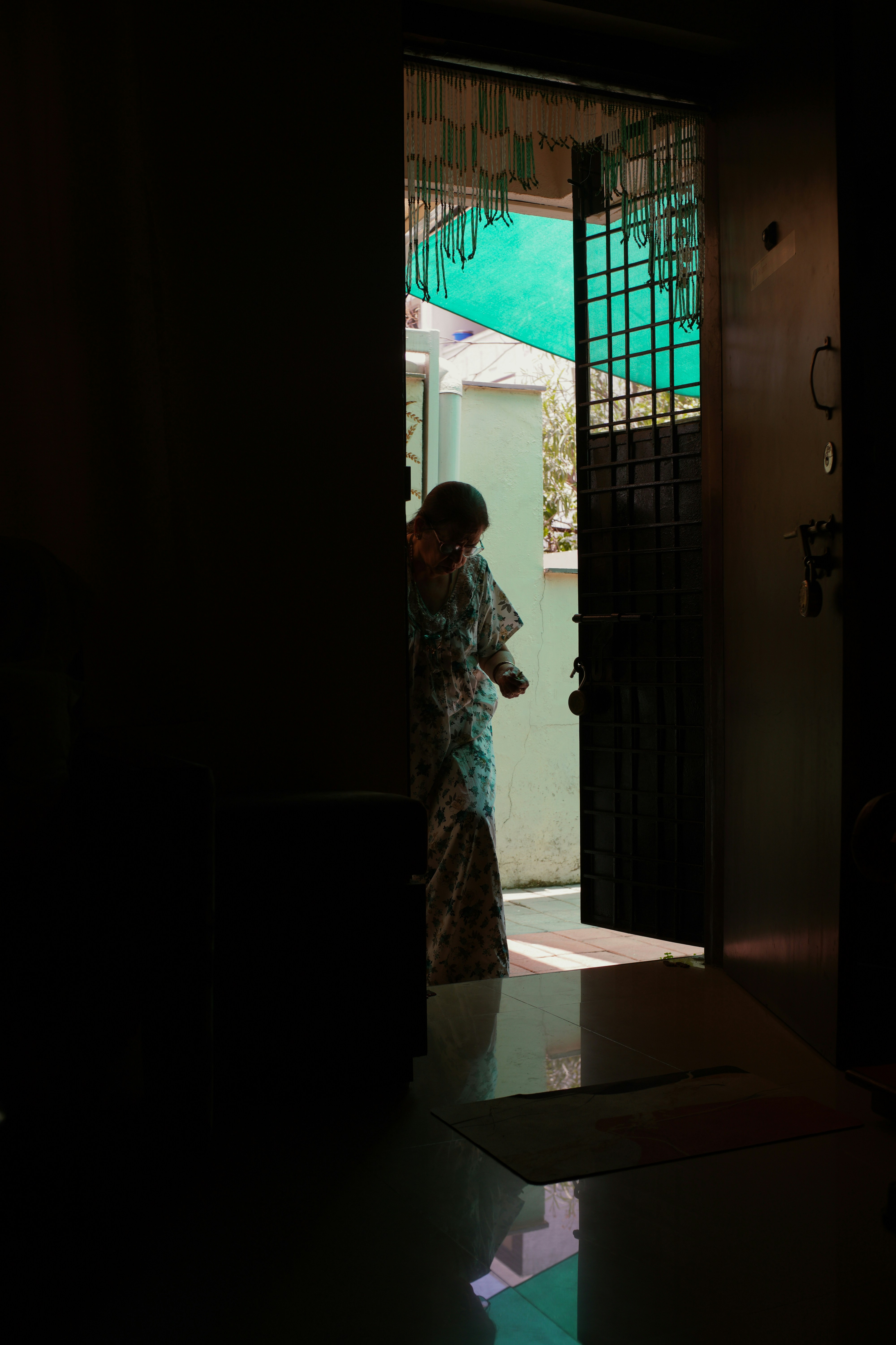 Threshold of Light: A Quiet Exit into the Afternoon Yard