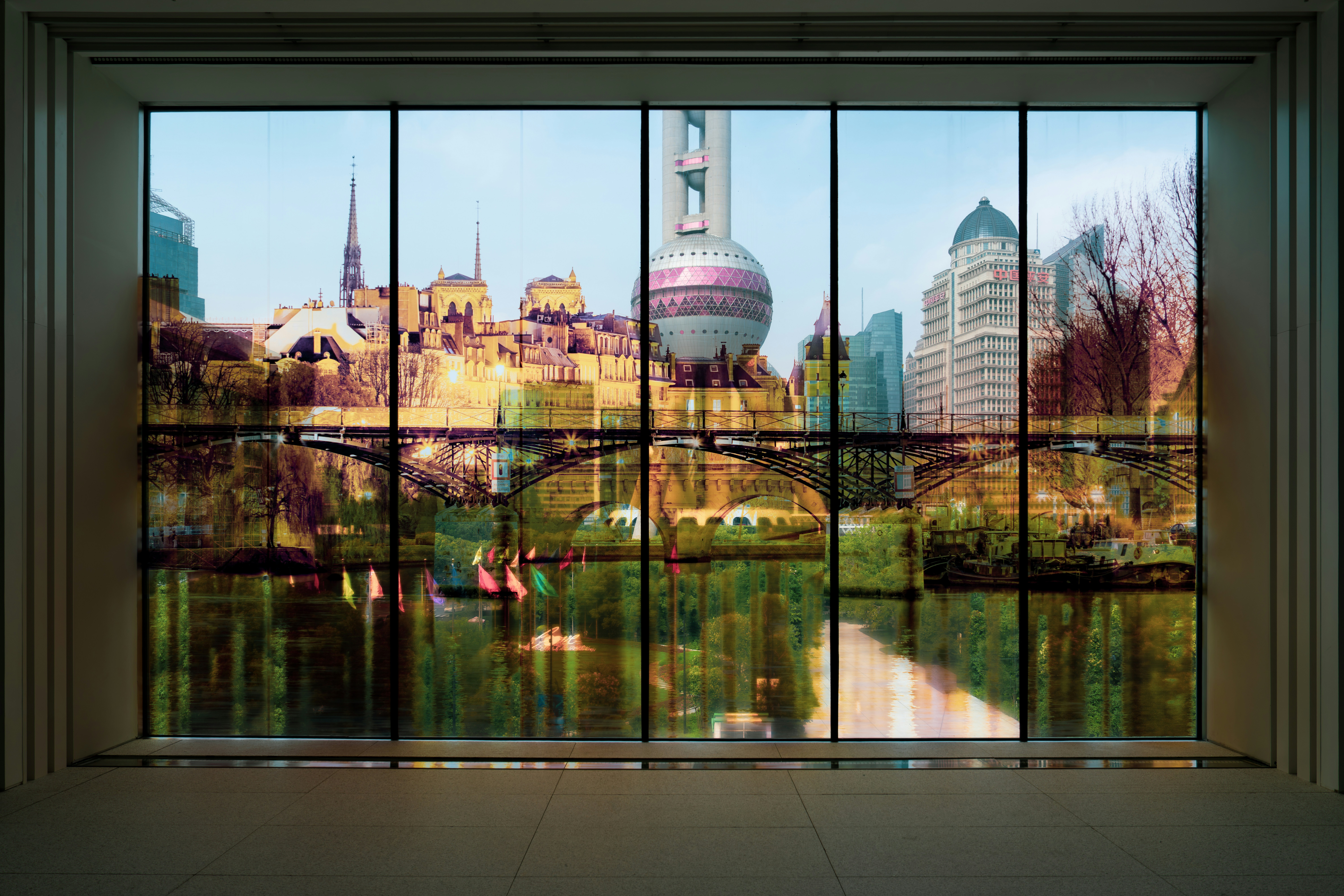 Cityscape through a Translucent Frame: Shanghai’s Riverbank Vista