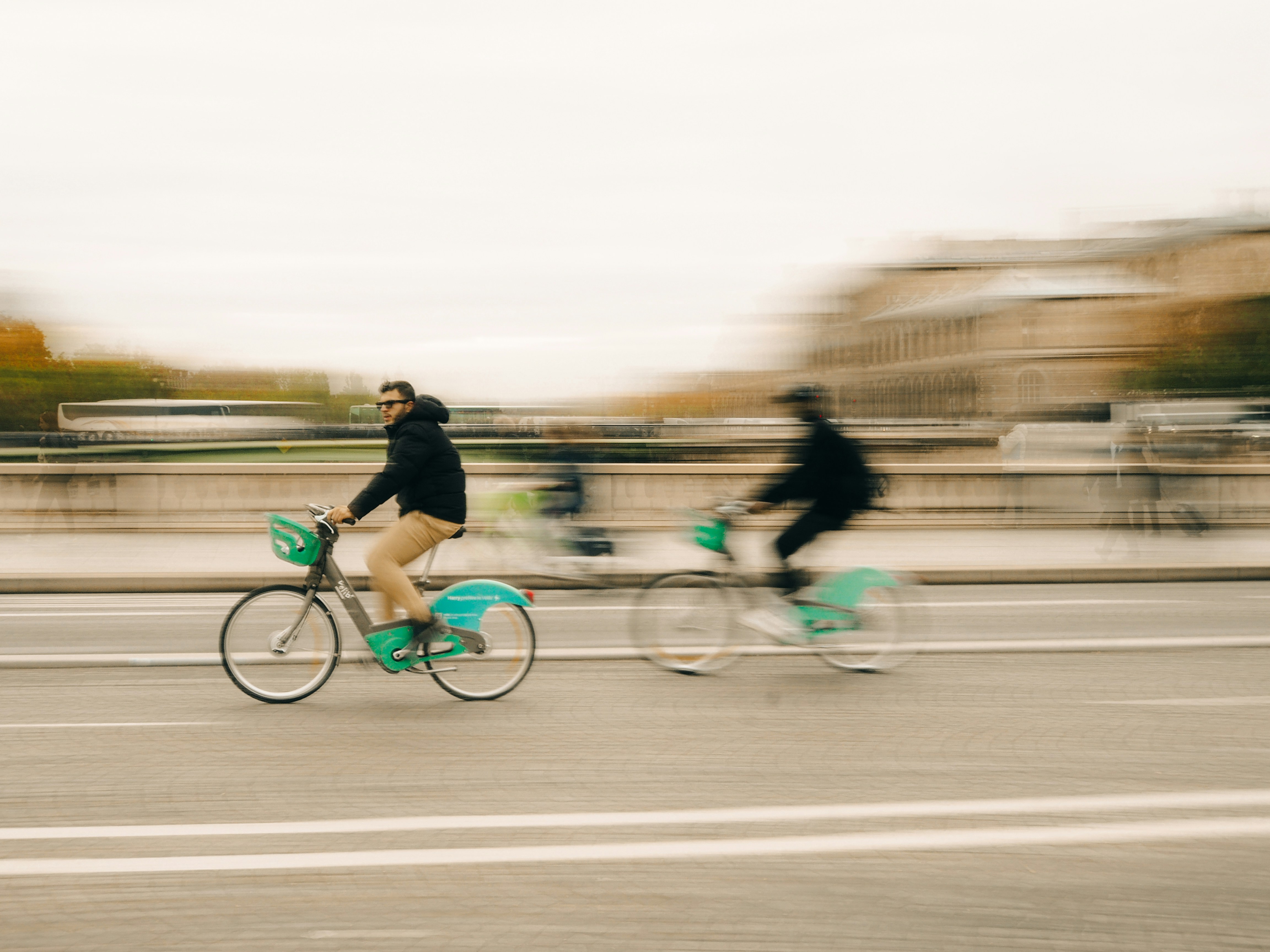 Two Pedal Pushers in a Blur Corridor