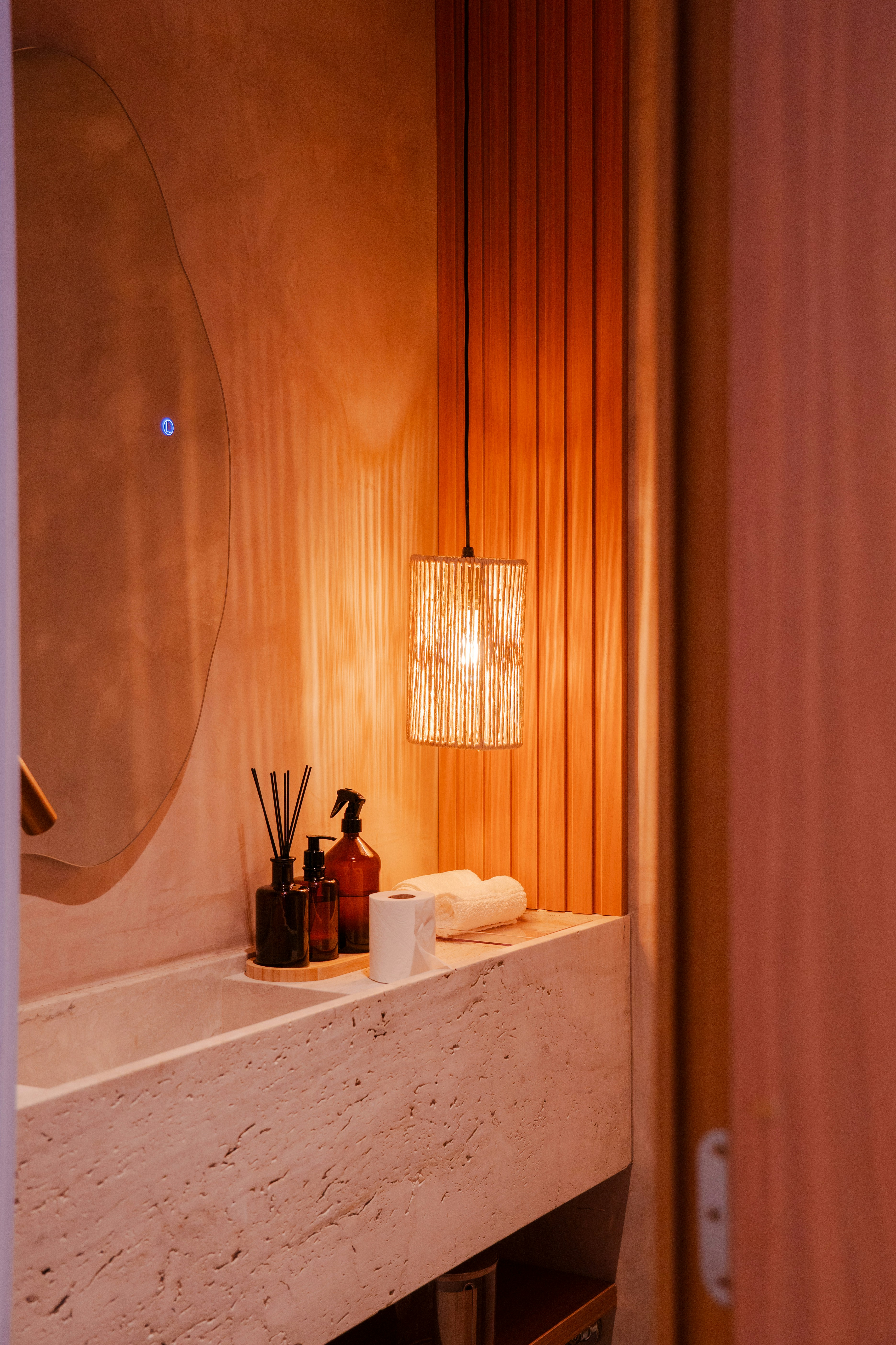 Warm Glow in a Marble Vanity Nook