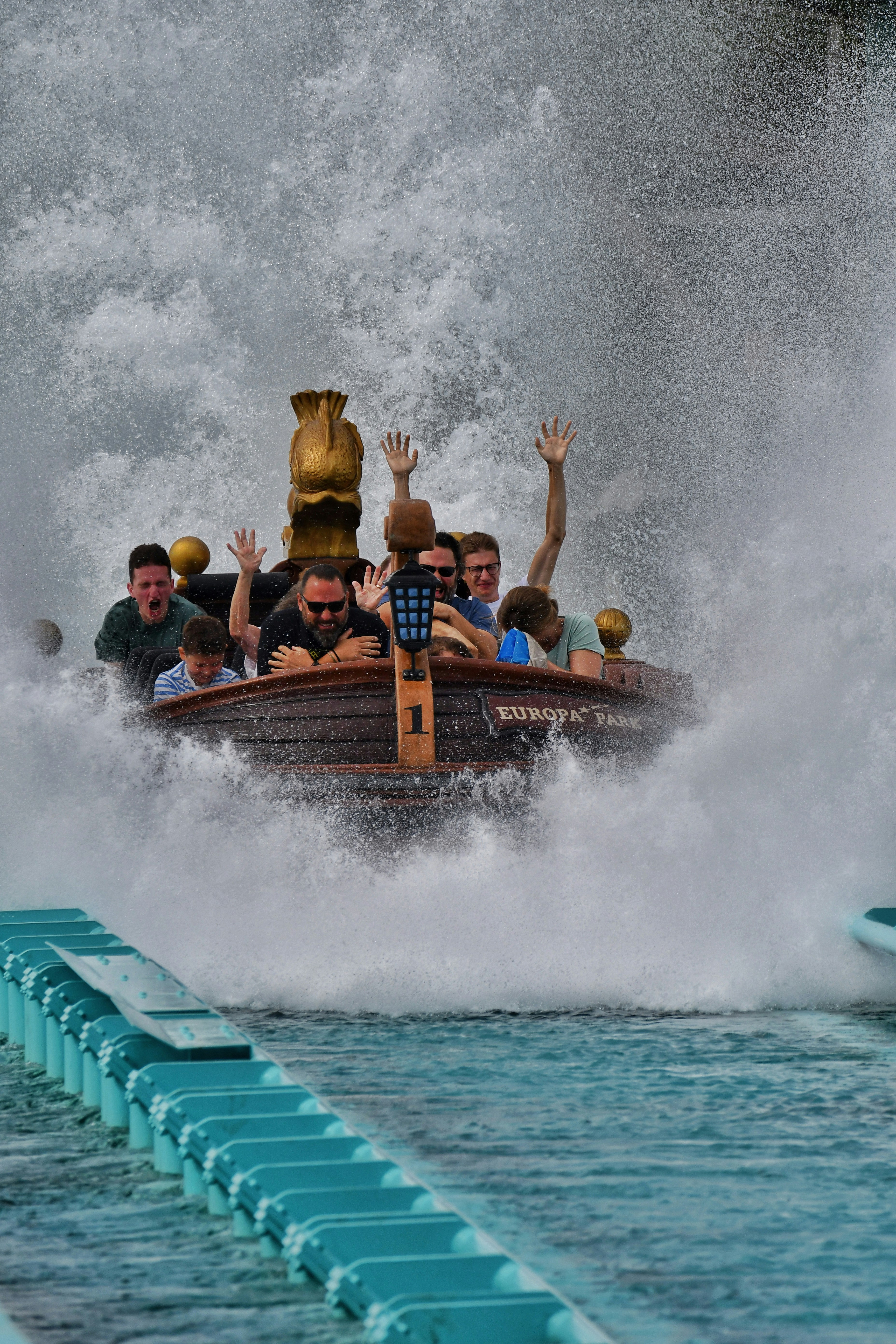 Thrill Wave: Riders Surge Aboard a Cresting Boat