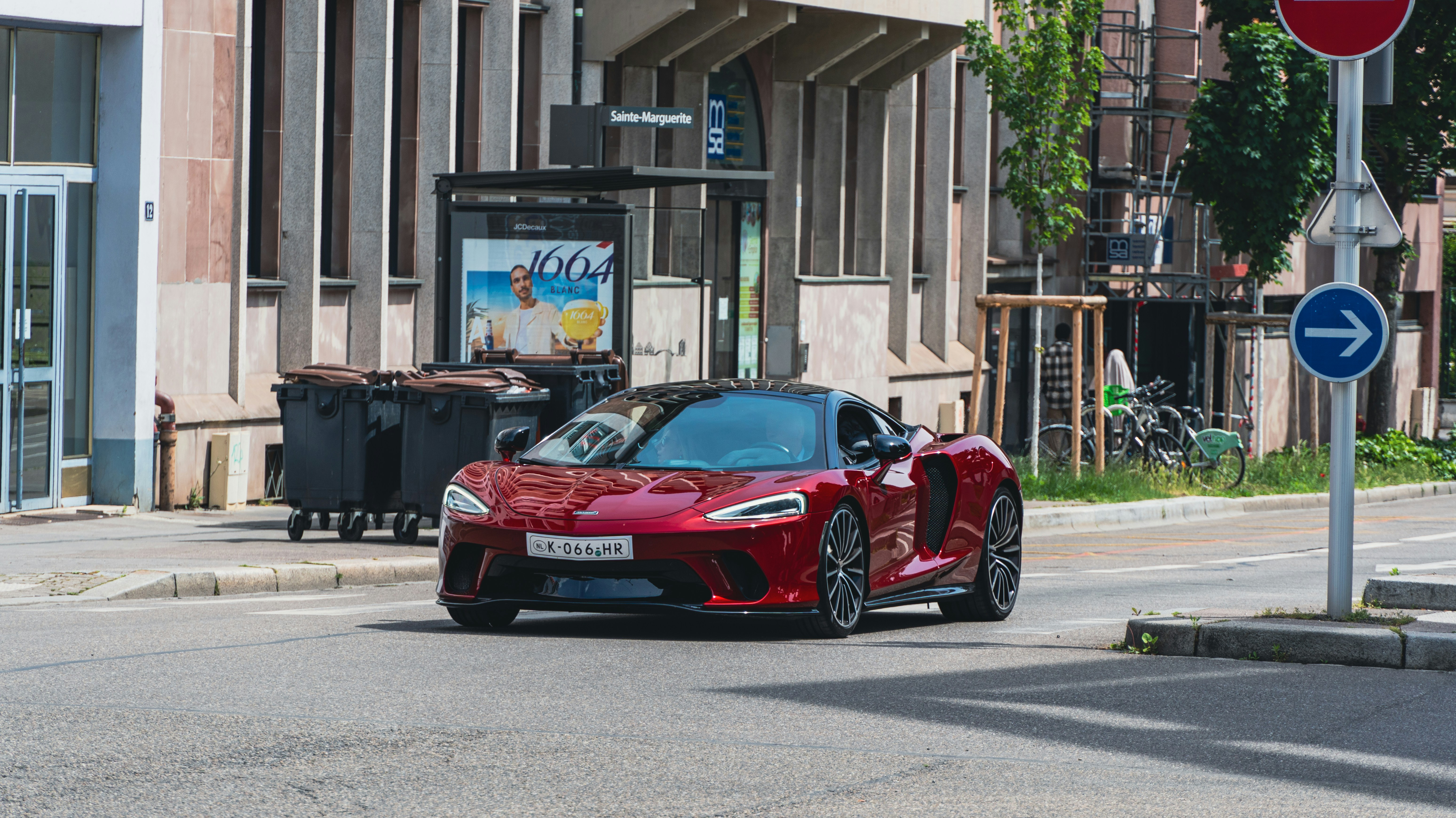 Red Porsche Roadster in an Urban Shift