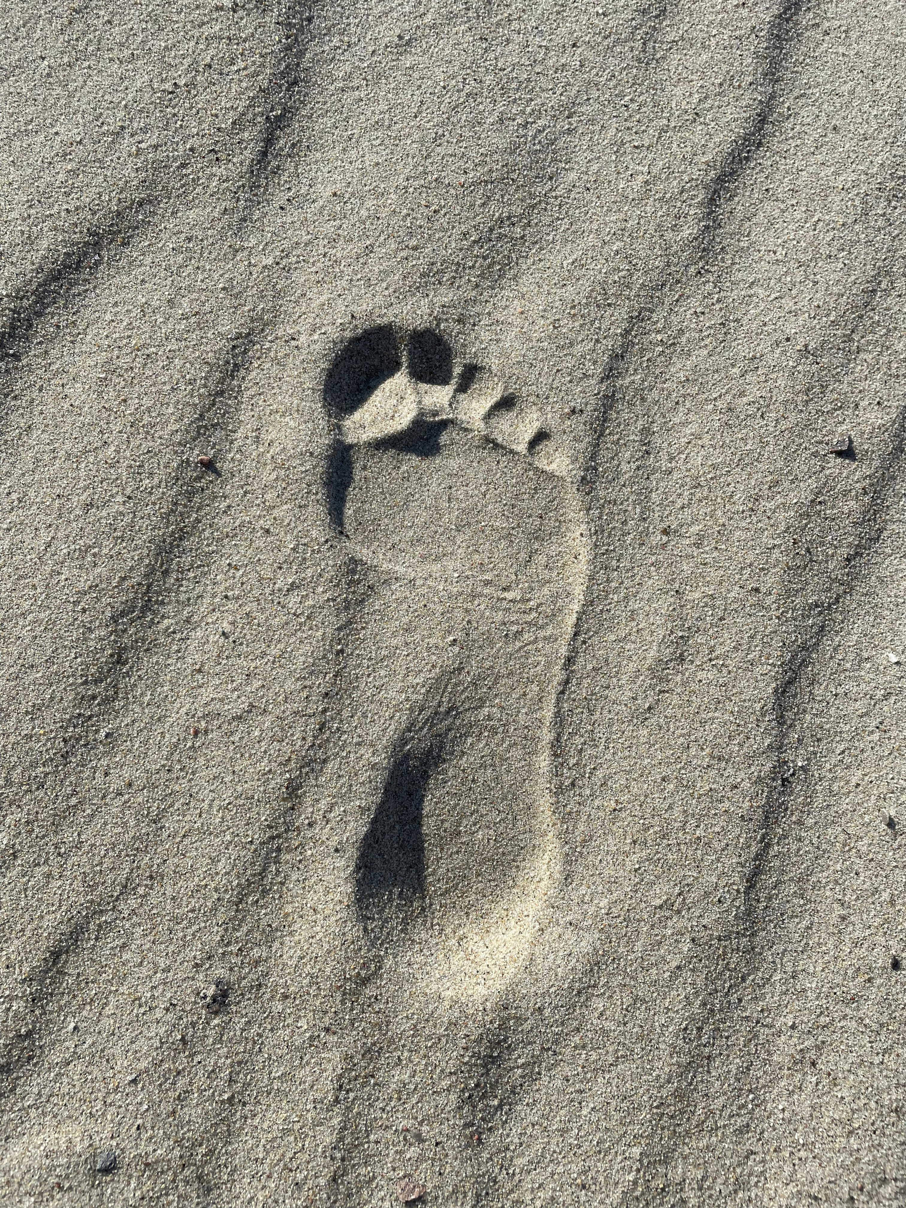 Footprint in wind-sculpted sand