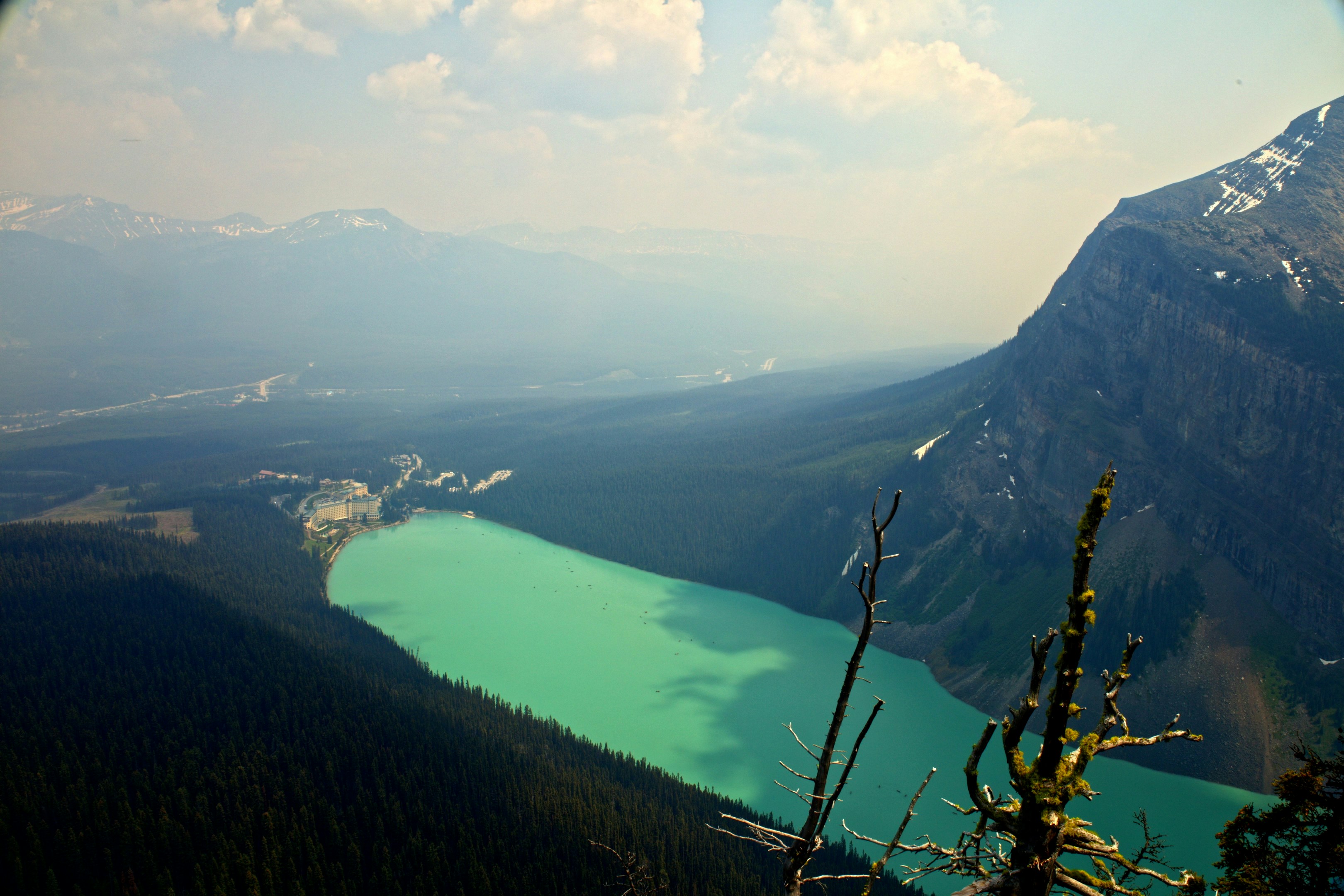 Emerald Lake at the Edge of a Mountain Rim