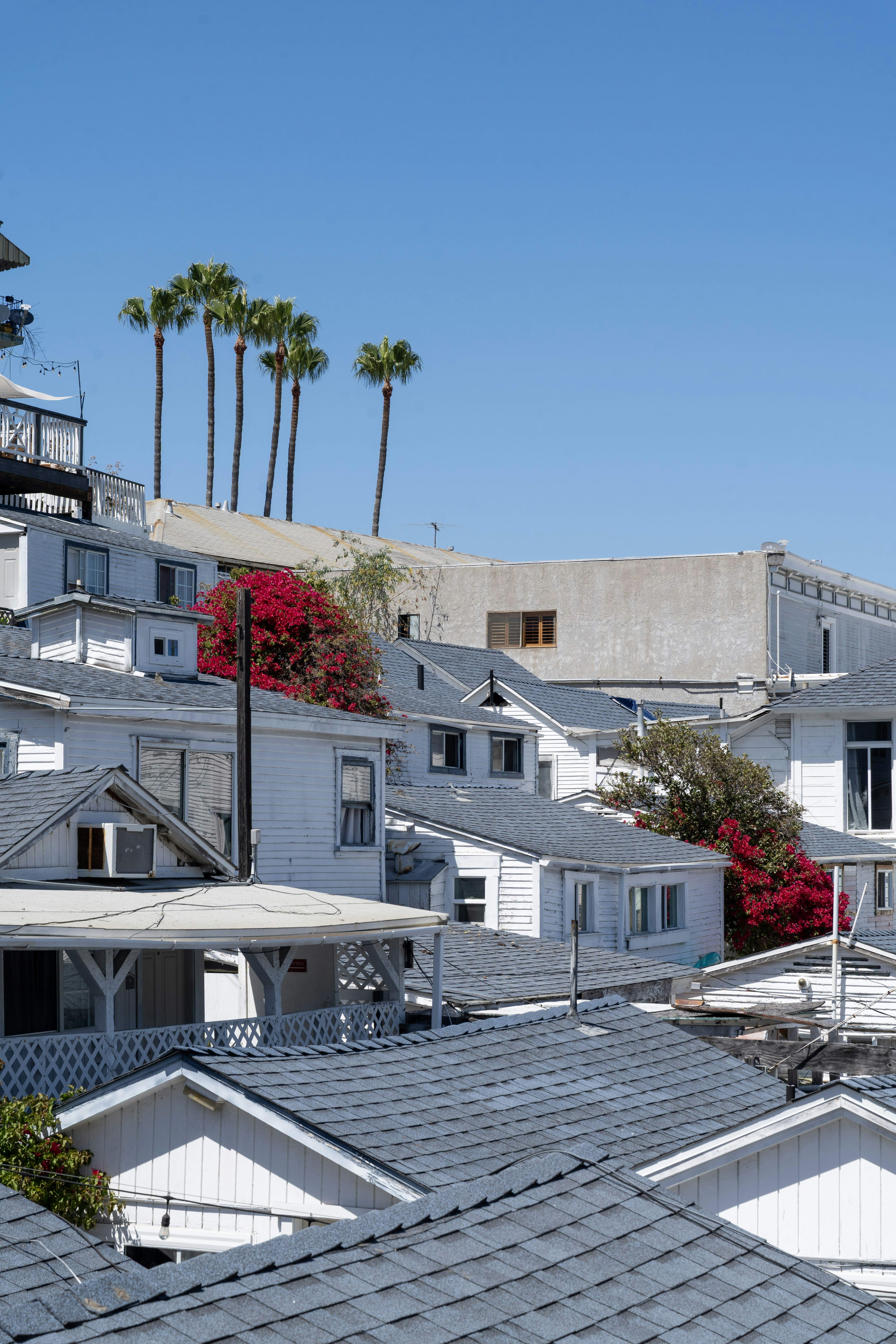 Coastal Clusters of White: A Rooftop Panorama Under a Clear Sky