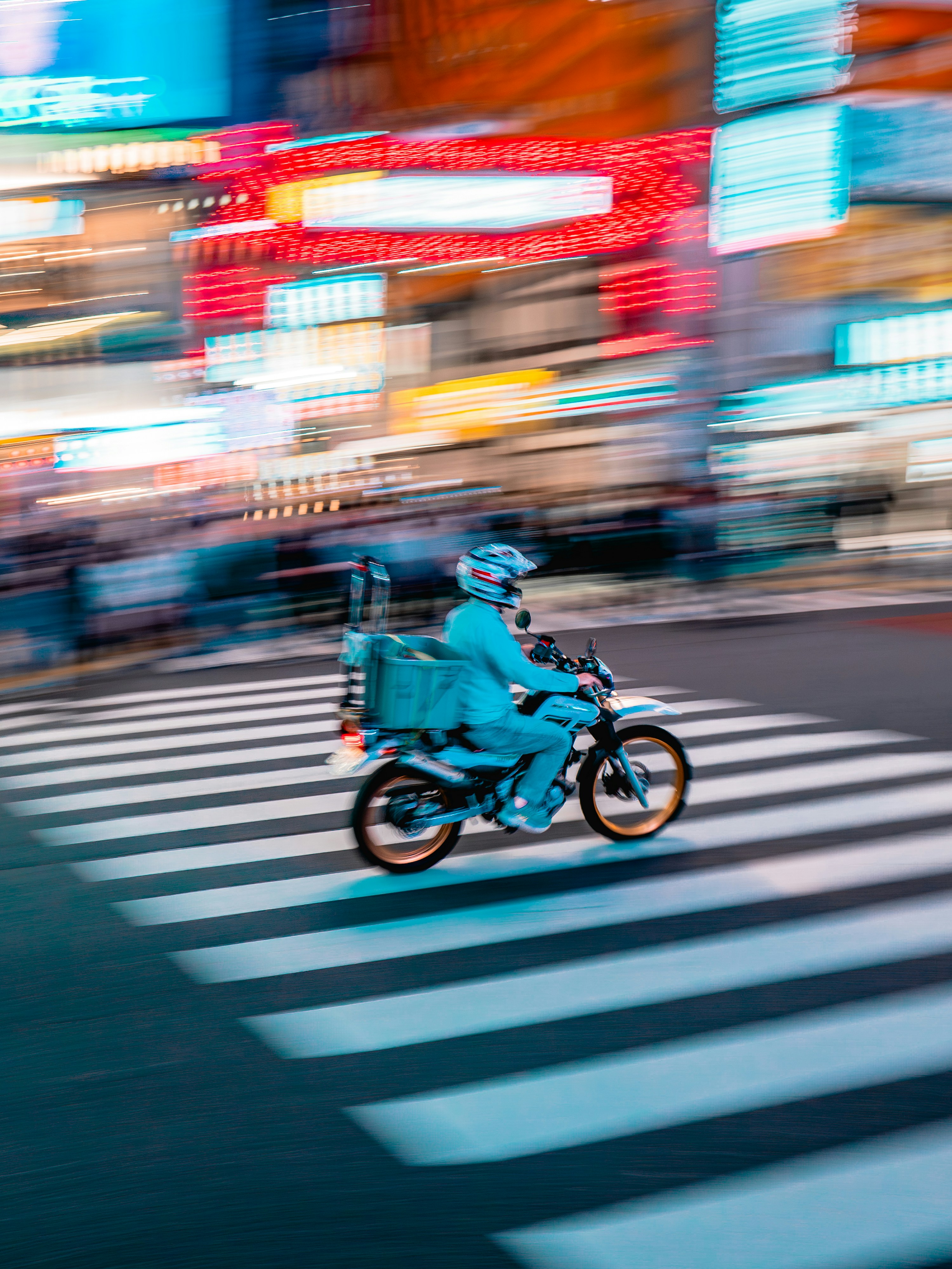Neon City Rider: A Blurred Night Crossing