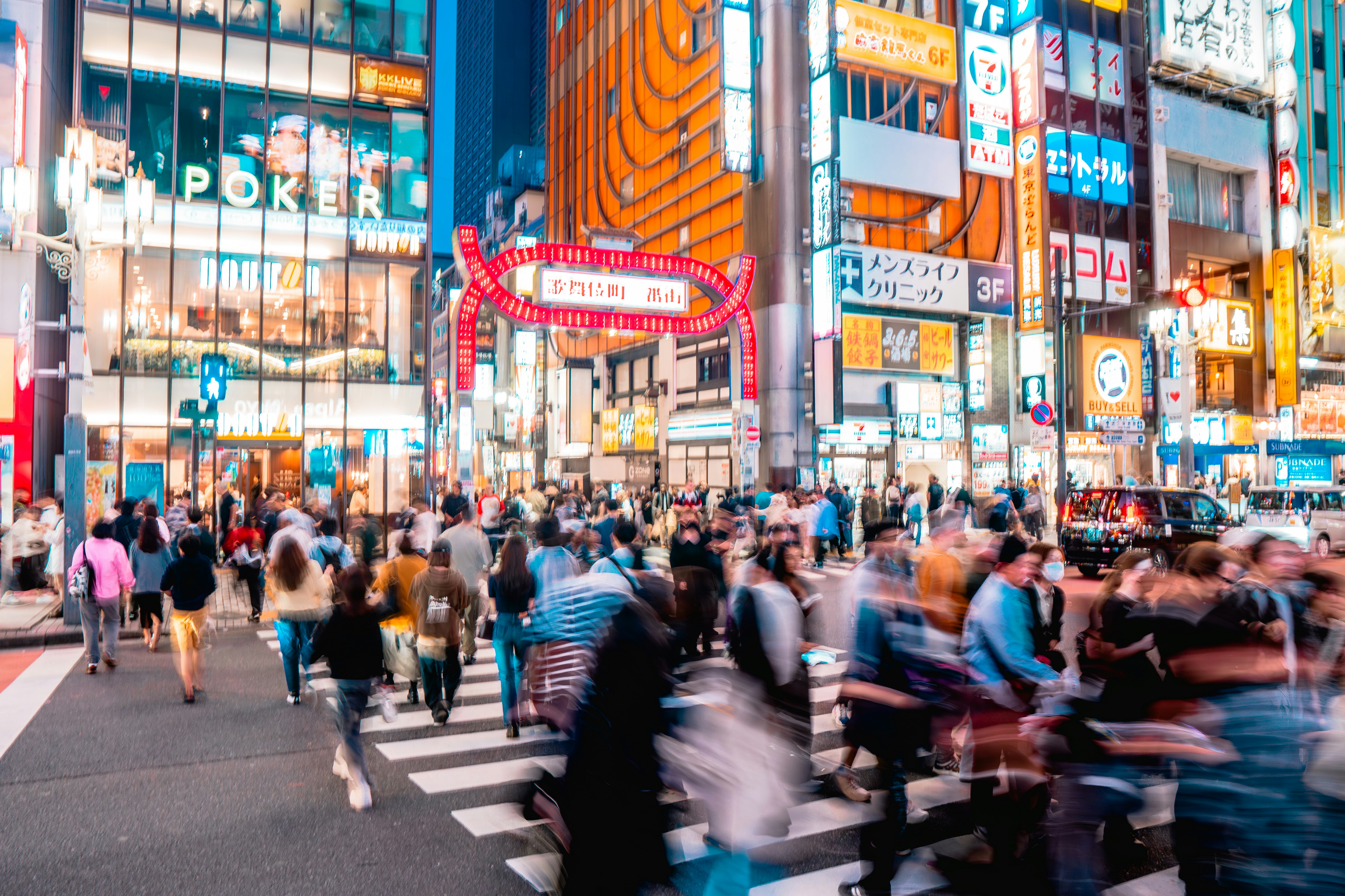 Neon Pulse at Shibuya Crossing: A Moment of Blur and Bright Signs