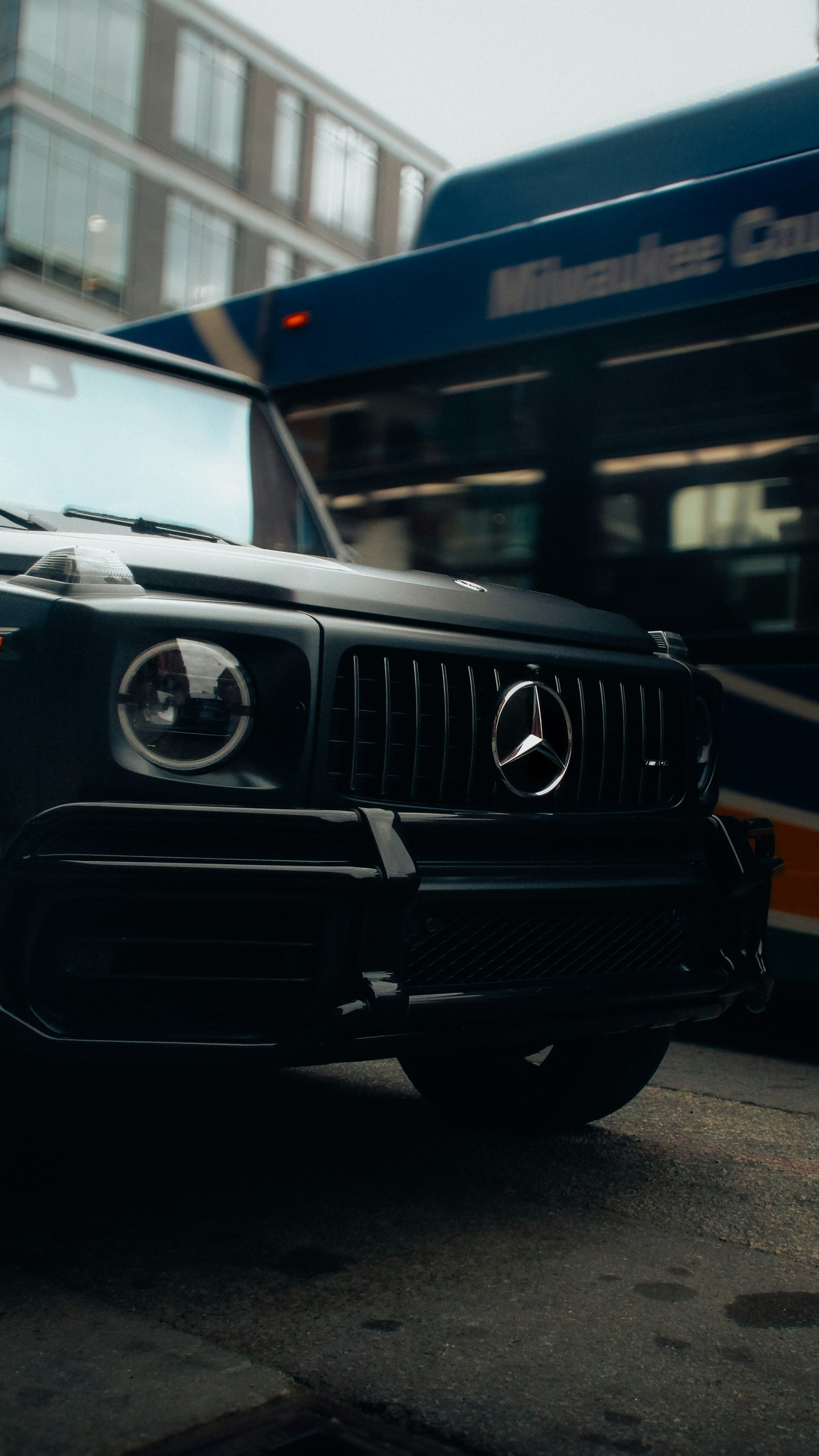Front-Row Power: A Mercedes-Benz Guarding the City Pace
