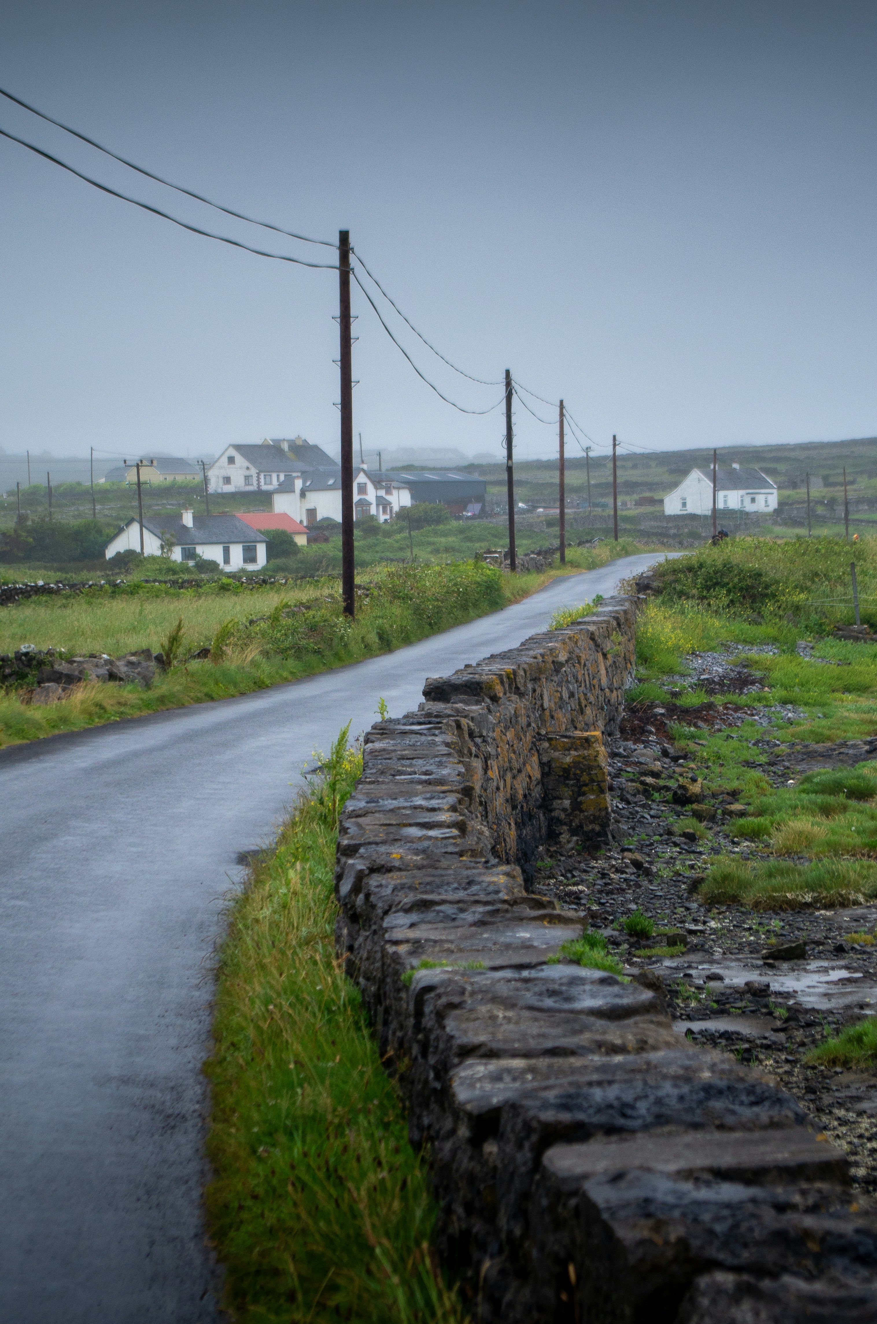 Rural Road Winding Toward a Quiet Village