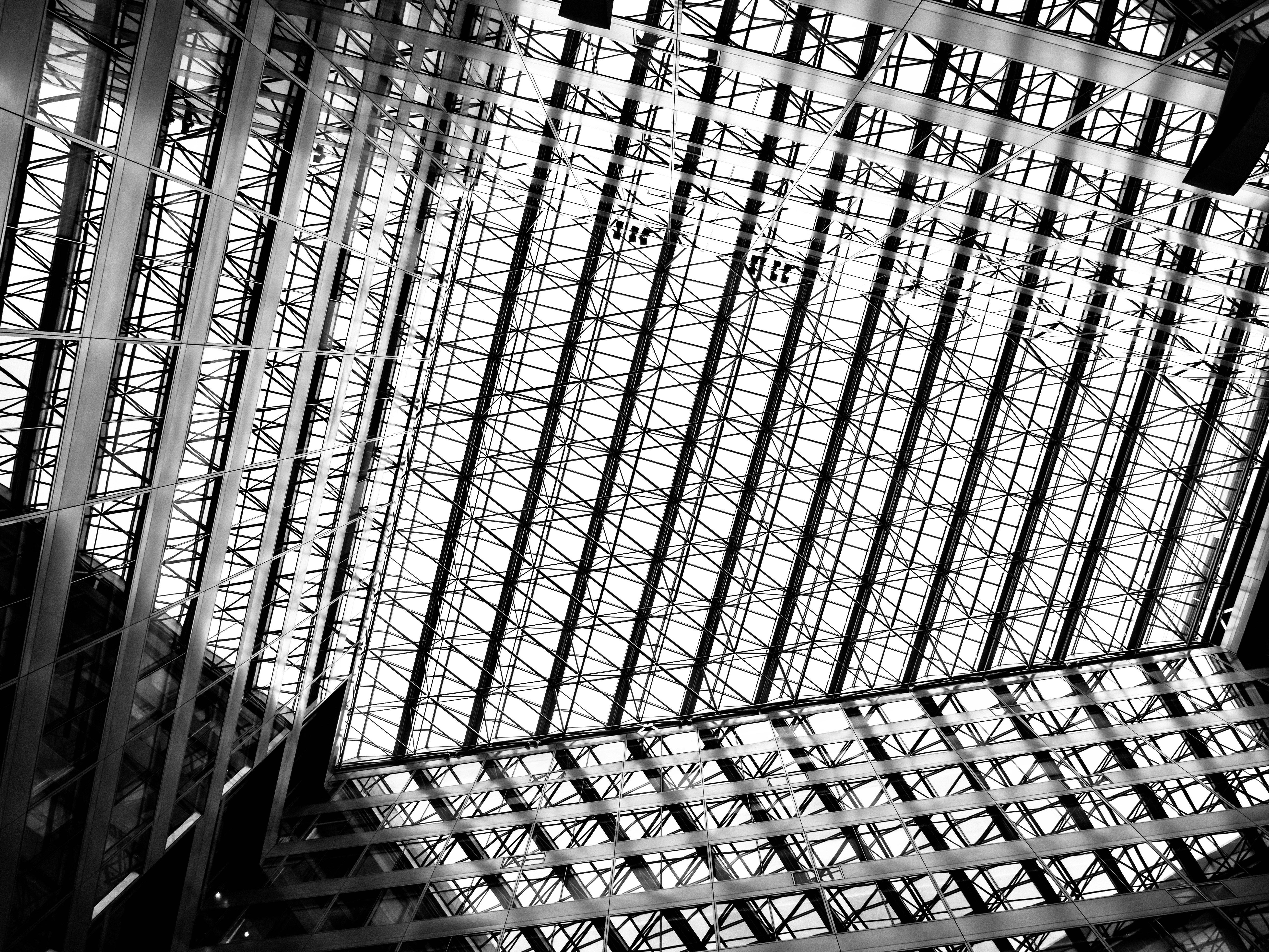 Gridded Canyon: a monochrome cathedral of steel and glass