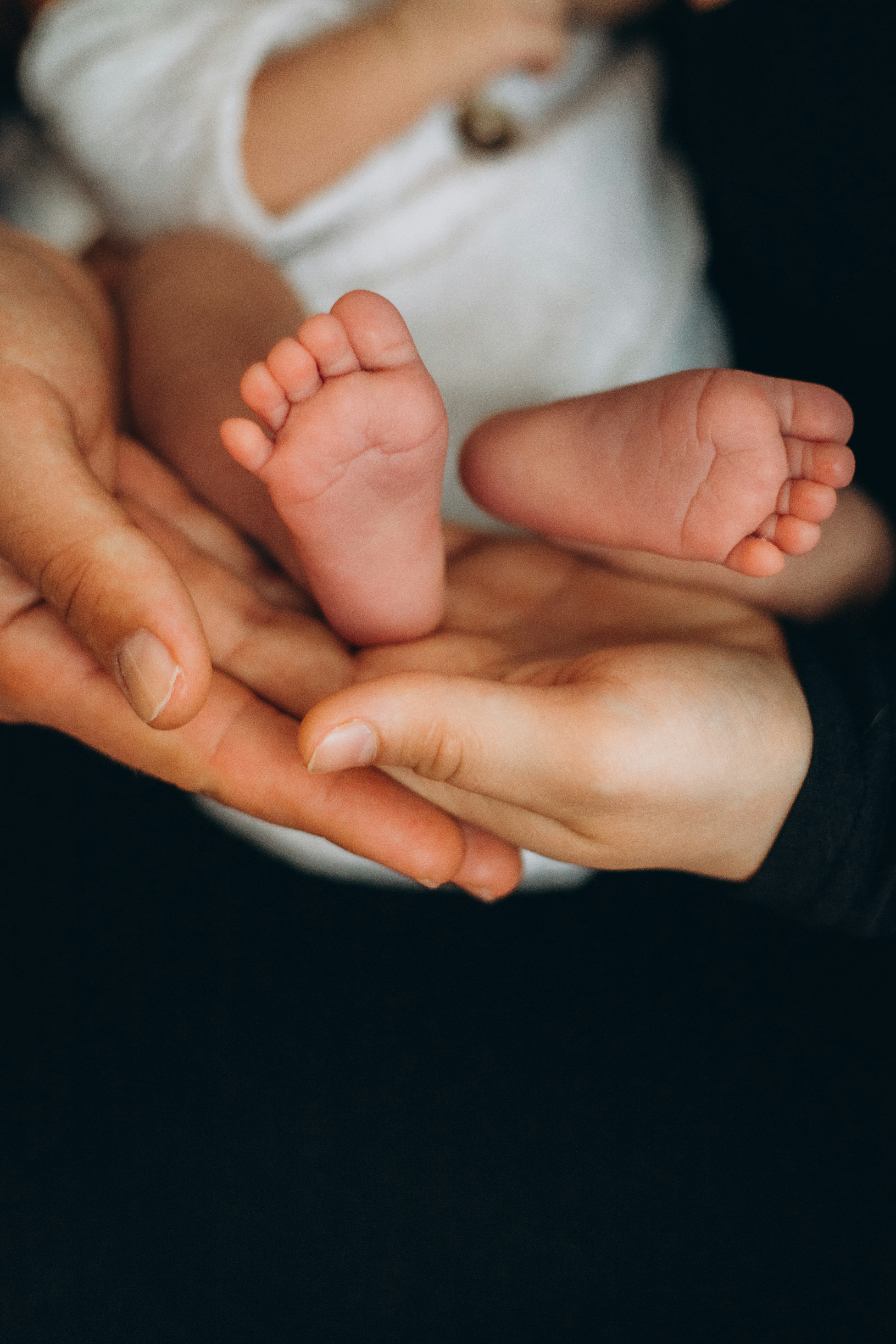 Cradled Tiny Steps: A Pair of Newborn Feet Rest in Loving Hands