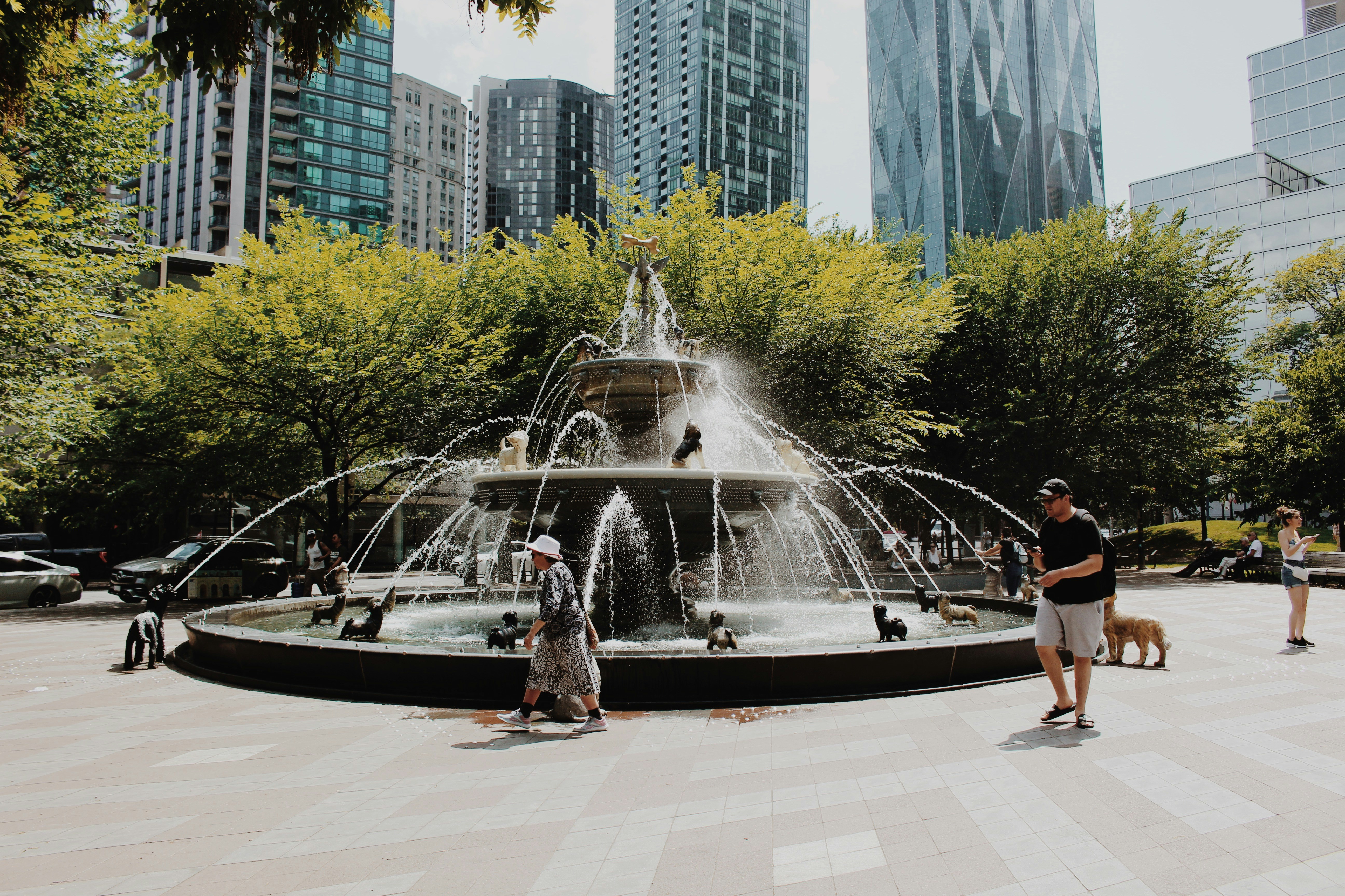City Fountain Concert: People, Water, and Skyscrapers in Harmony