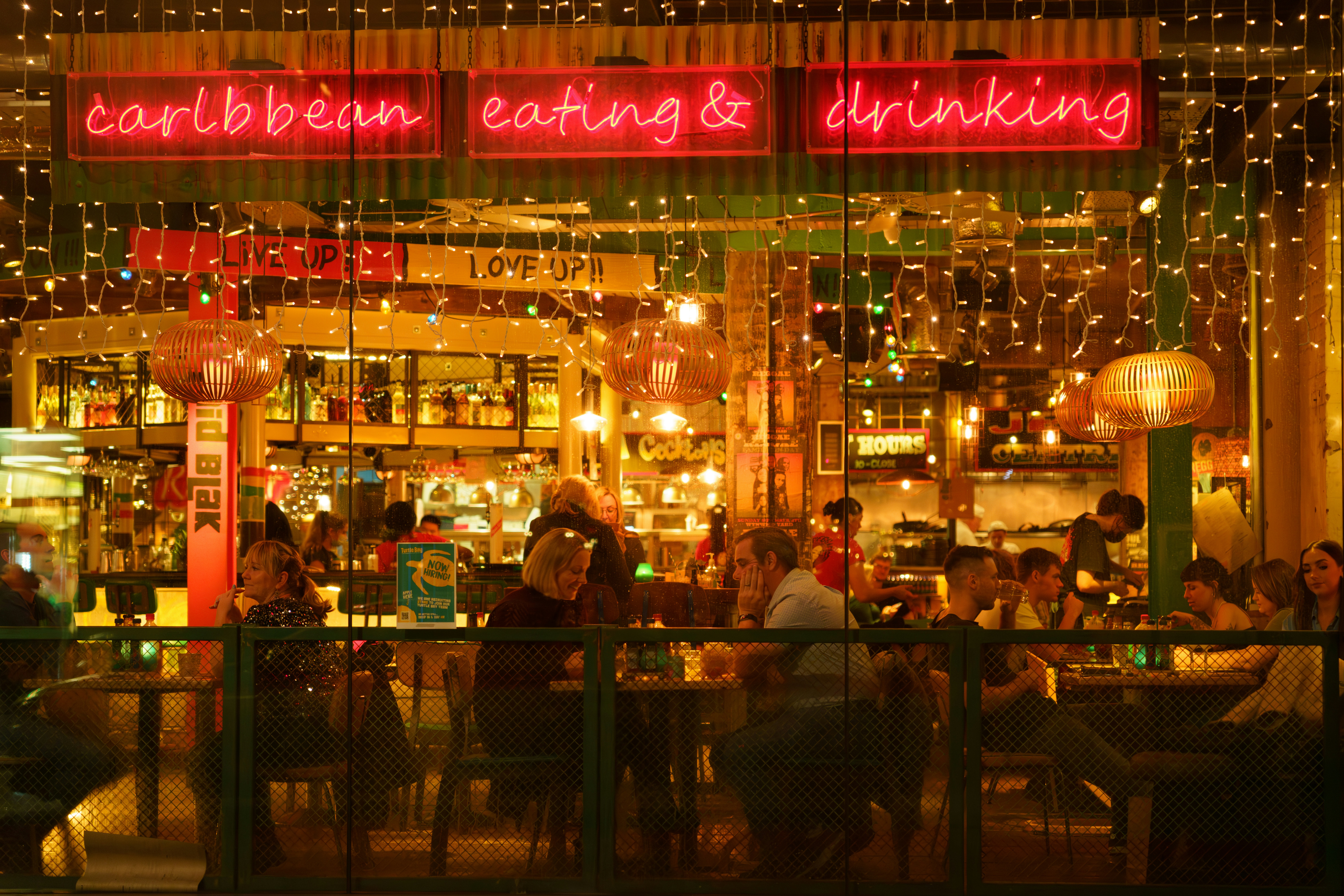 Neon Lanterns and Nightlife: A Glowing Café Scene