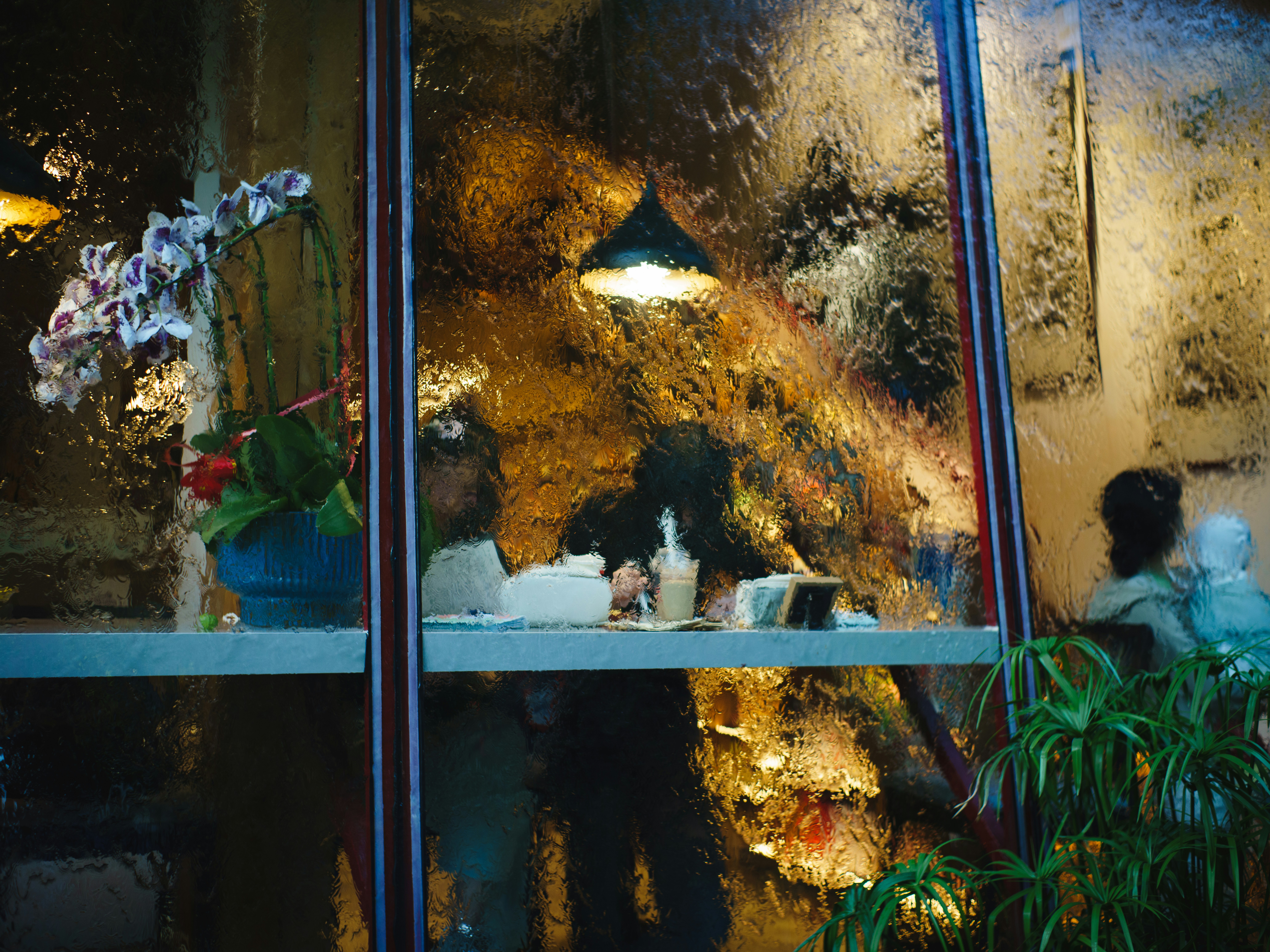 Glass Café Through a Veiled Window