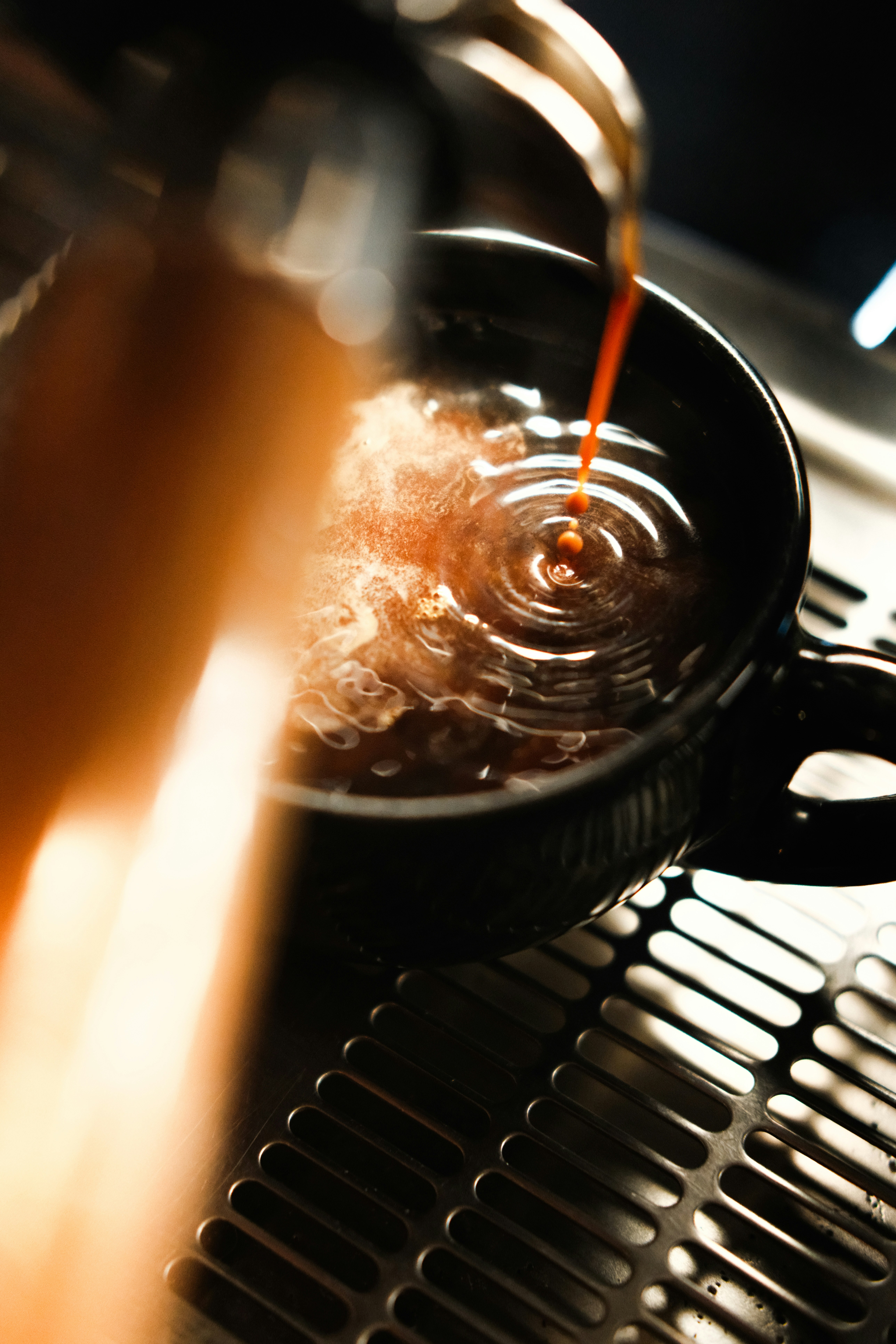 Caffeinated Ripple: A Pour-Over Moment Reflected in Steam