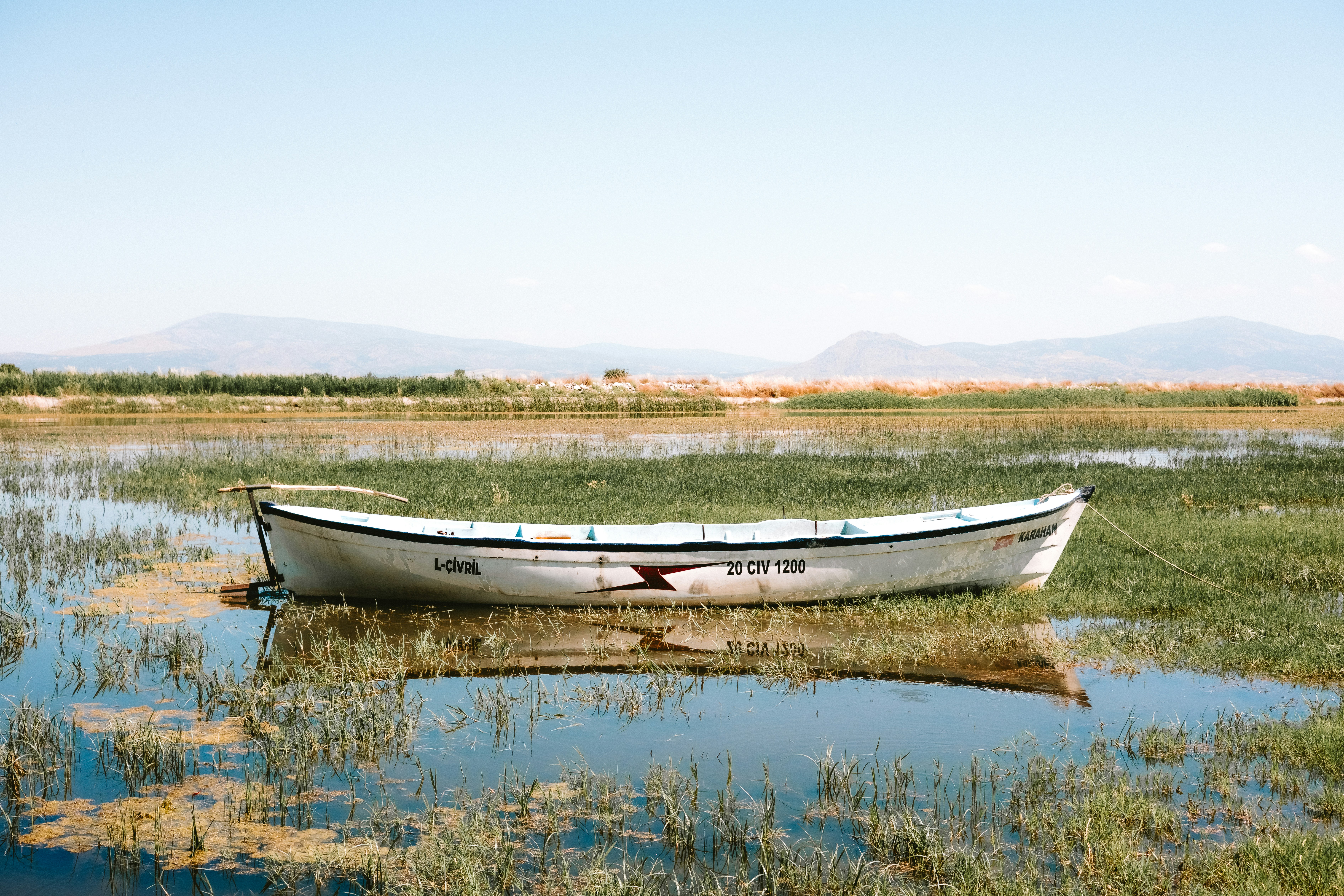 Quiet Boat at the Edge of a Salt Flat