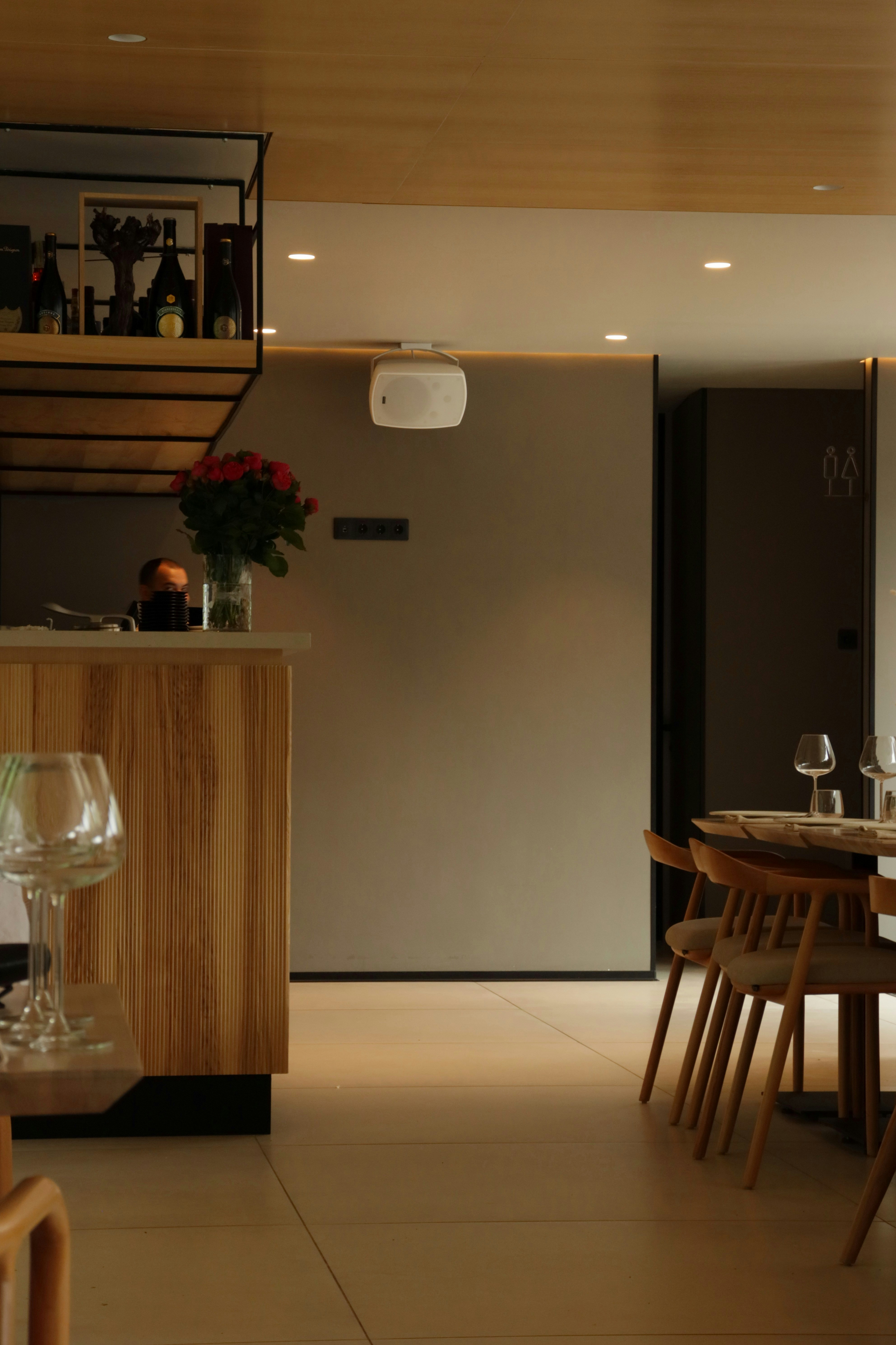 Quiet Dining Room with Soft Ambience and Warm Wood Tones