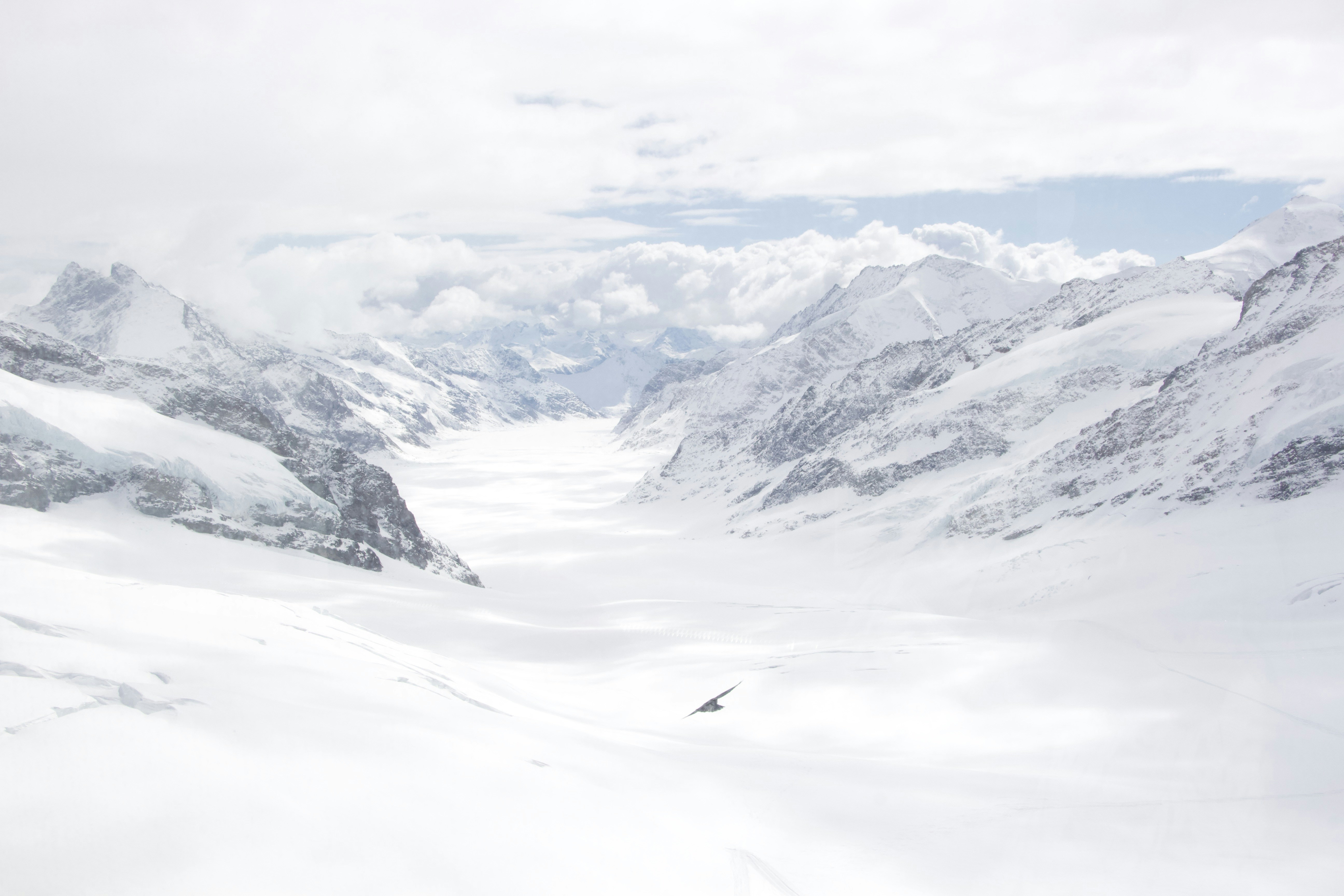 Echoes of the Valley: Snowbound Ridge Between White Peaks