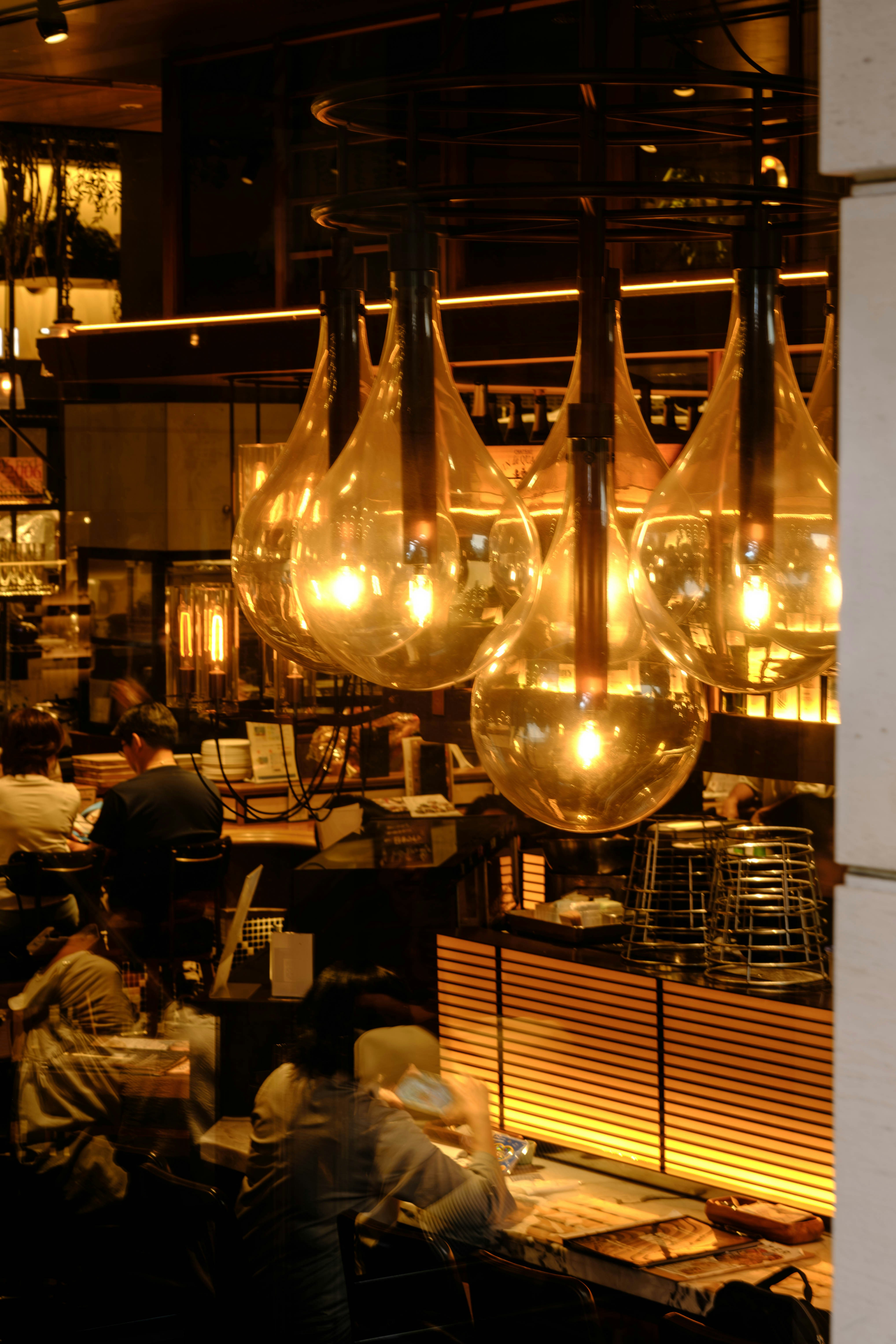 Warm Glow Overhead: Intimate Café at Twilight