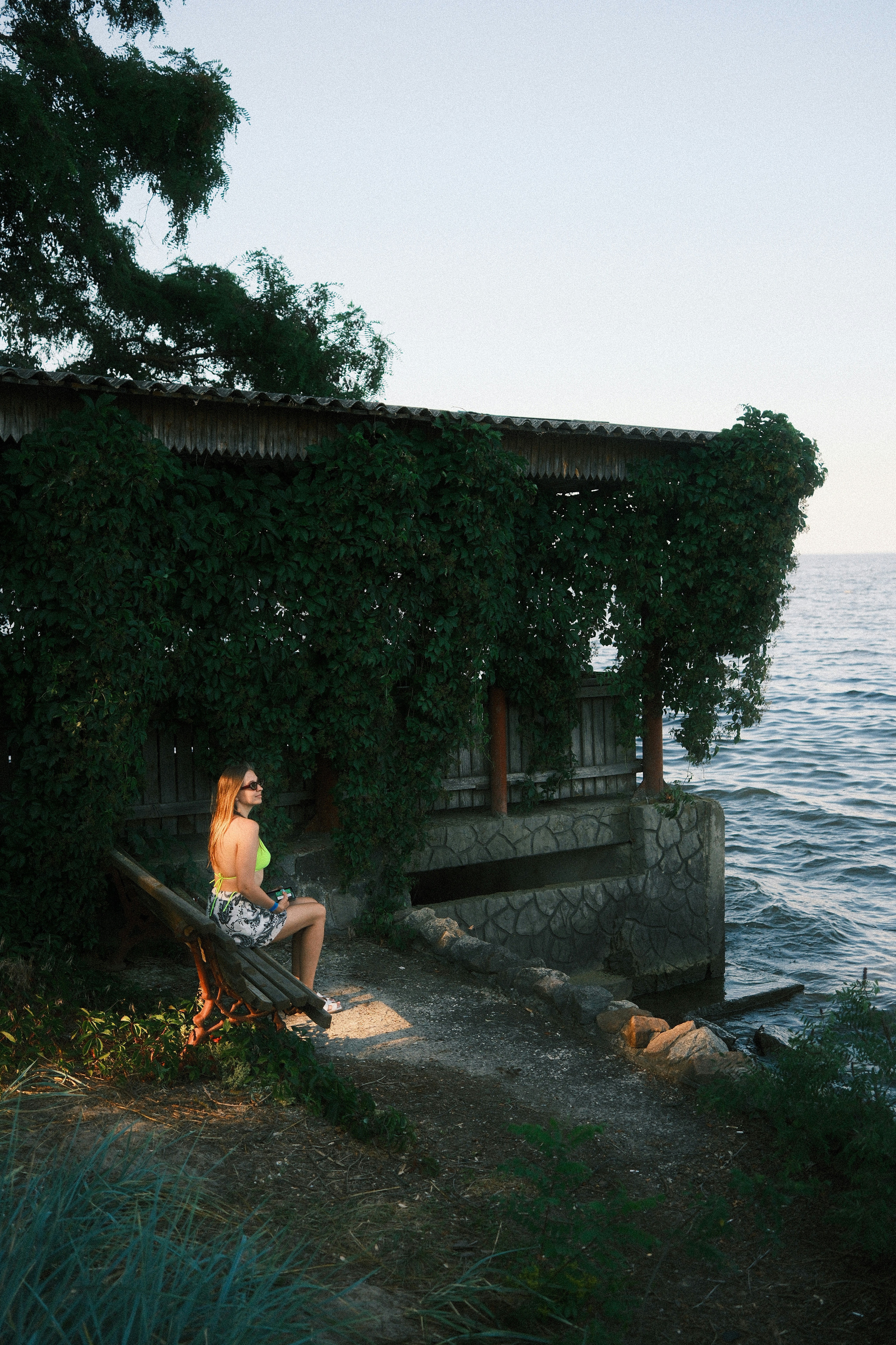 Sunlit Shoreline Confessional: A Woman Waiting by the Water