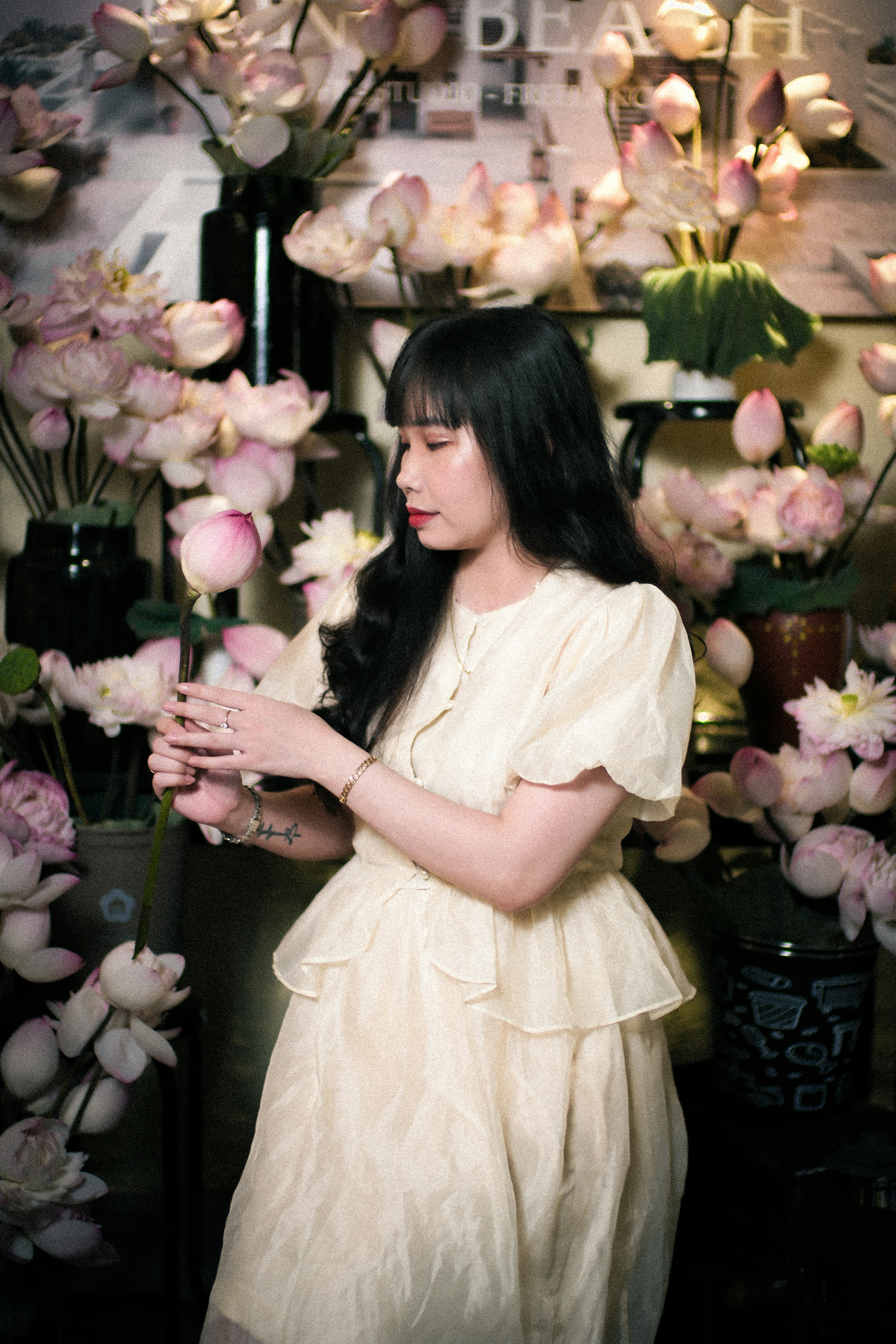 Blush of Bloom: A Portrait amid Gentle Petals