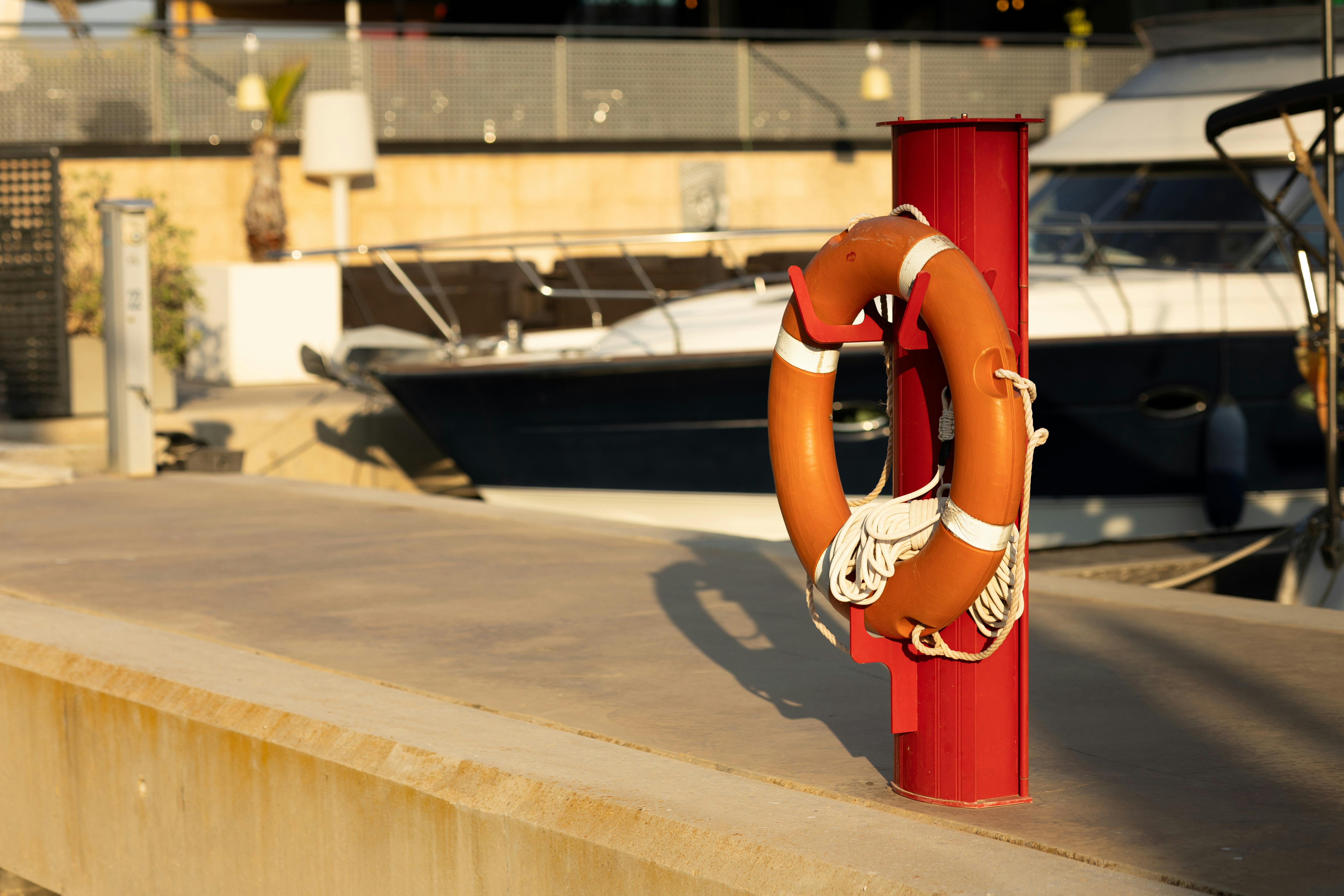 Lifesaving Ring by the Quiet Marina