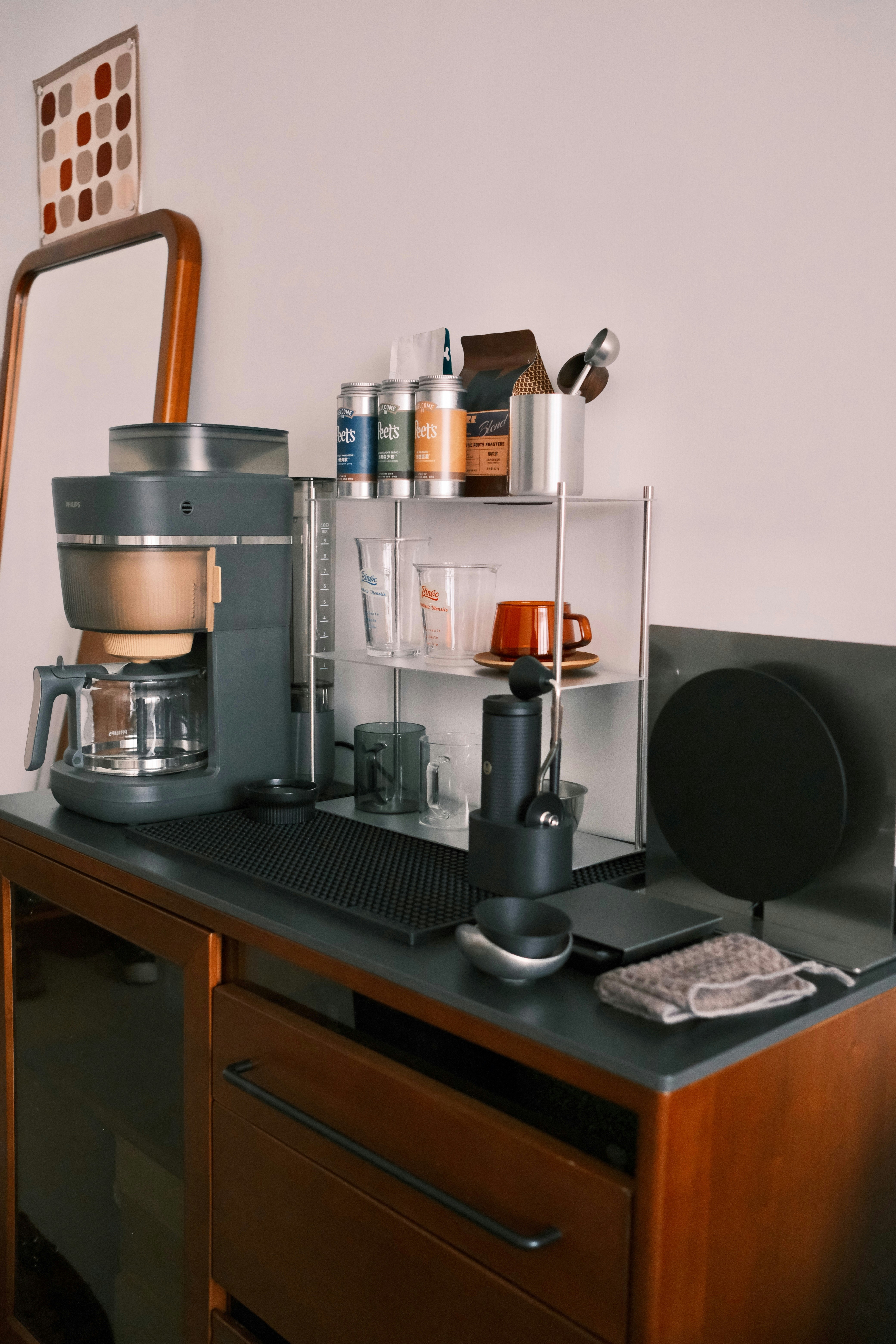 Ceramic Coffee Station in a Vintage-Kitchen Nook