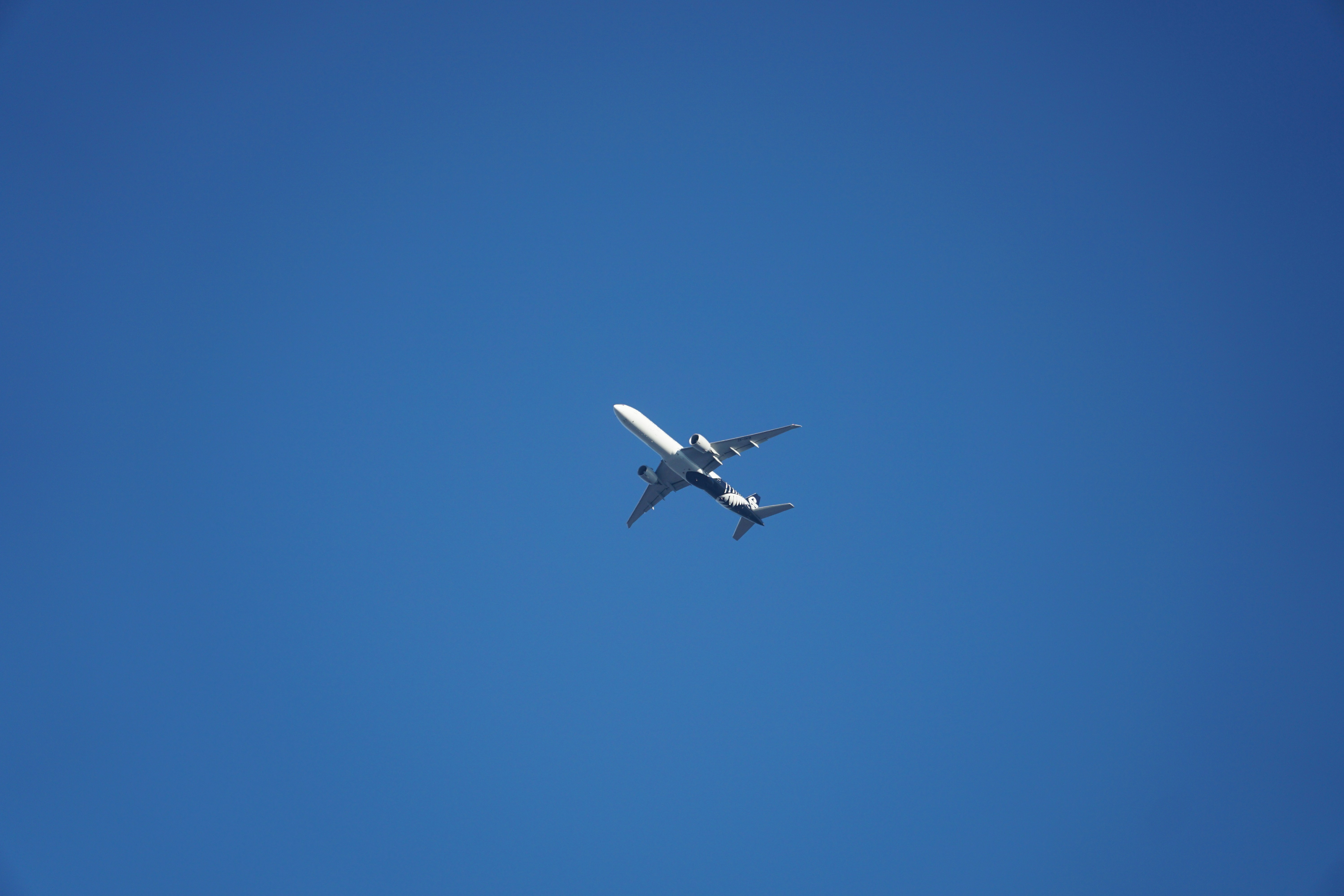 Airliner in a Clear Skies Pass: Centered against a Vast Blue
